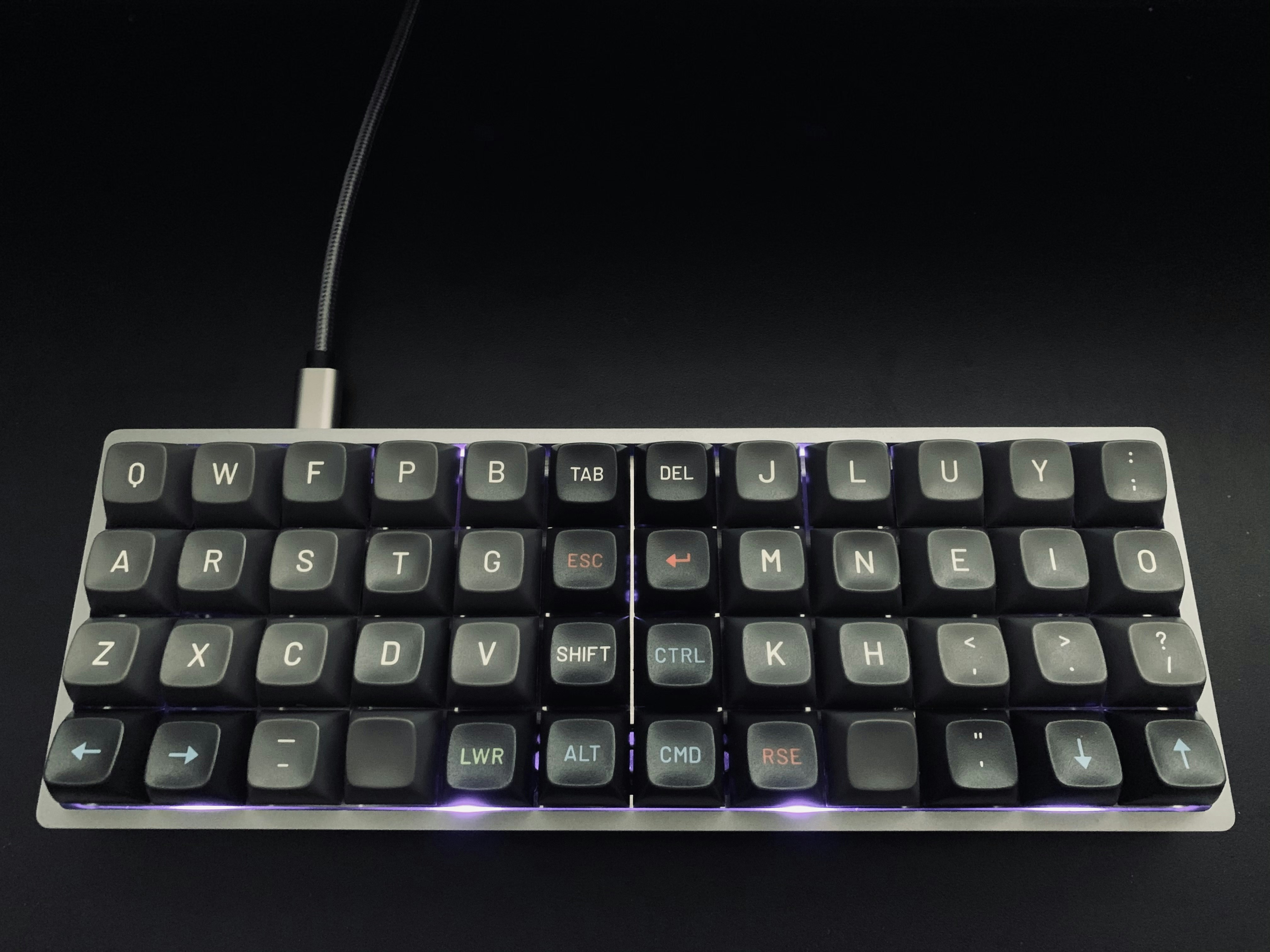 Susuwatari in wide Colemak mod DHm layout. Only 36 keys are needed for ...