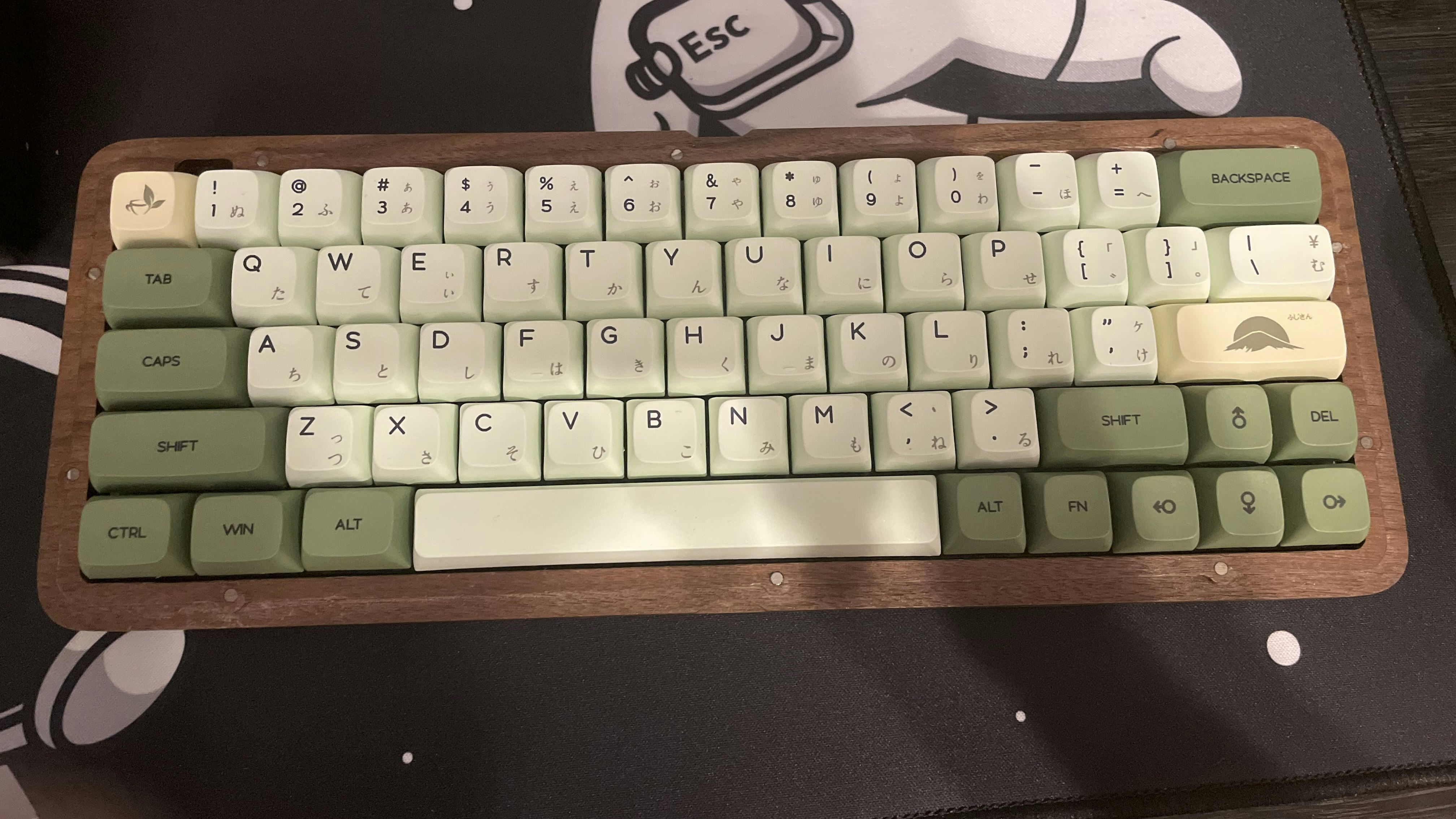 Matcha Keycaps, Datamancer wood case, DZ60 Hotswap, Carbon Fiber plate ...