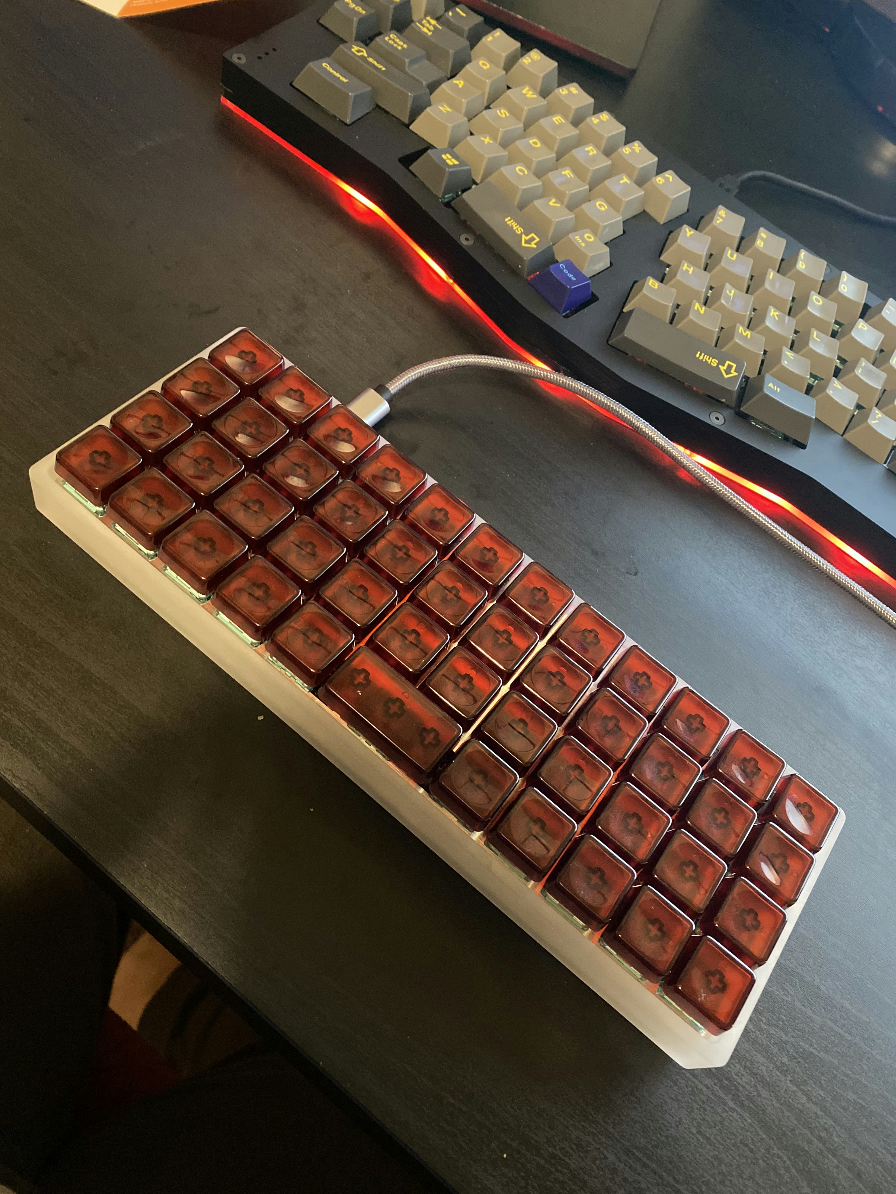 Acrylic Planck with Rama keycaps | Drop
