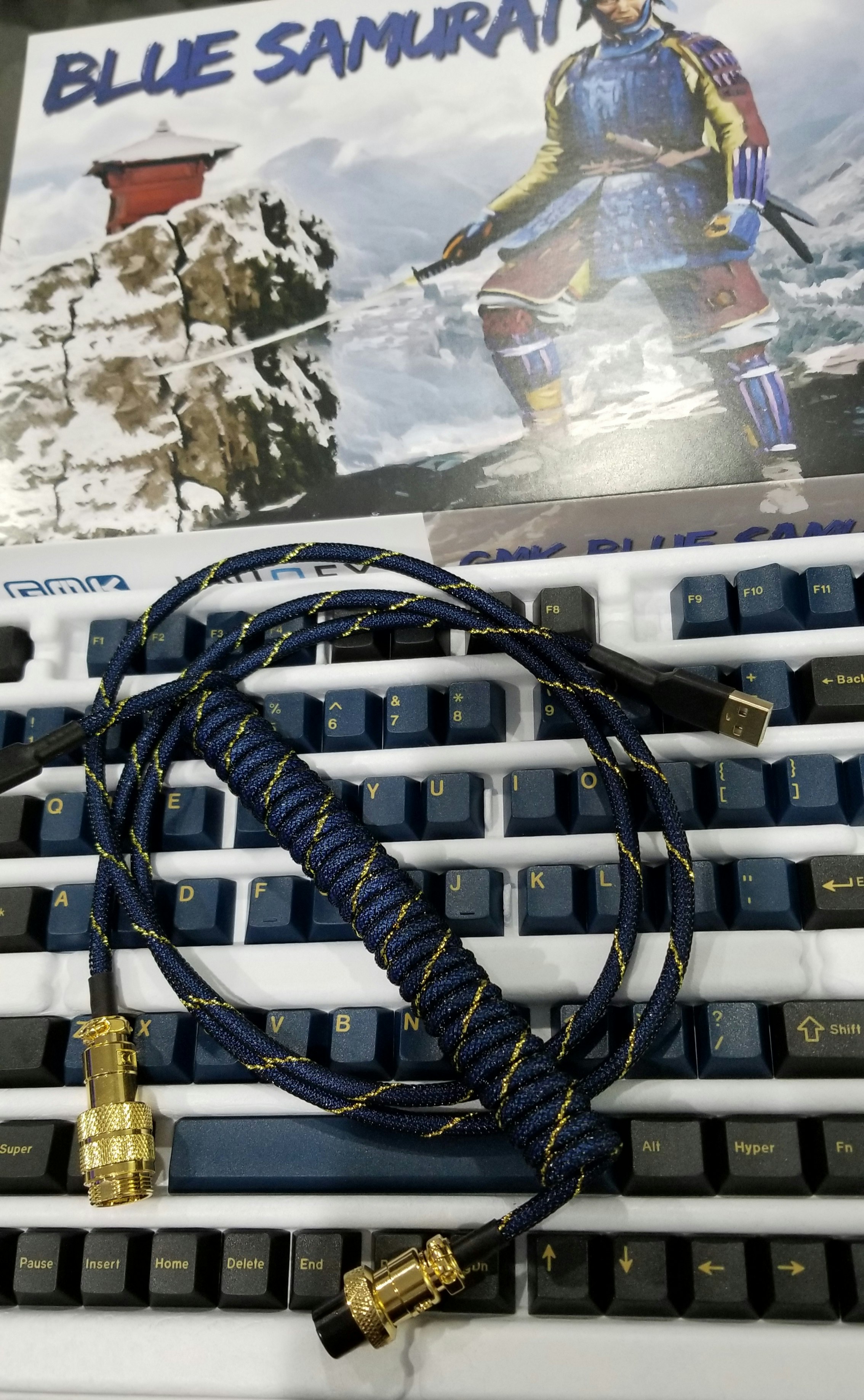 Mechcables Blue Samurai Custom Coiled Aviator USB Cable | Mechanical Keyboards | Keyboard Cables ...
