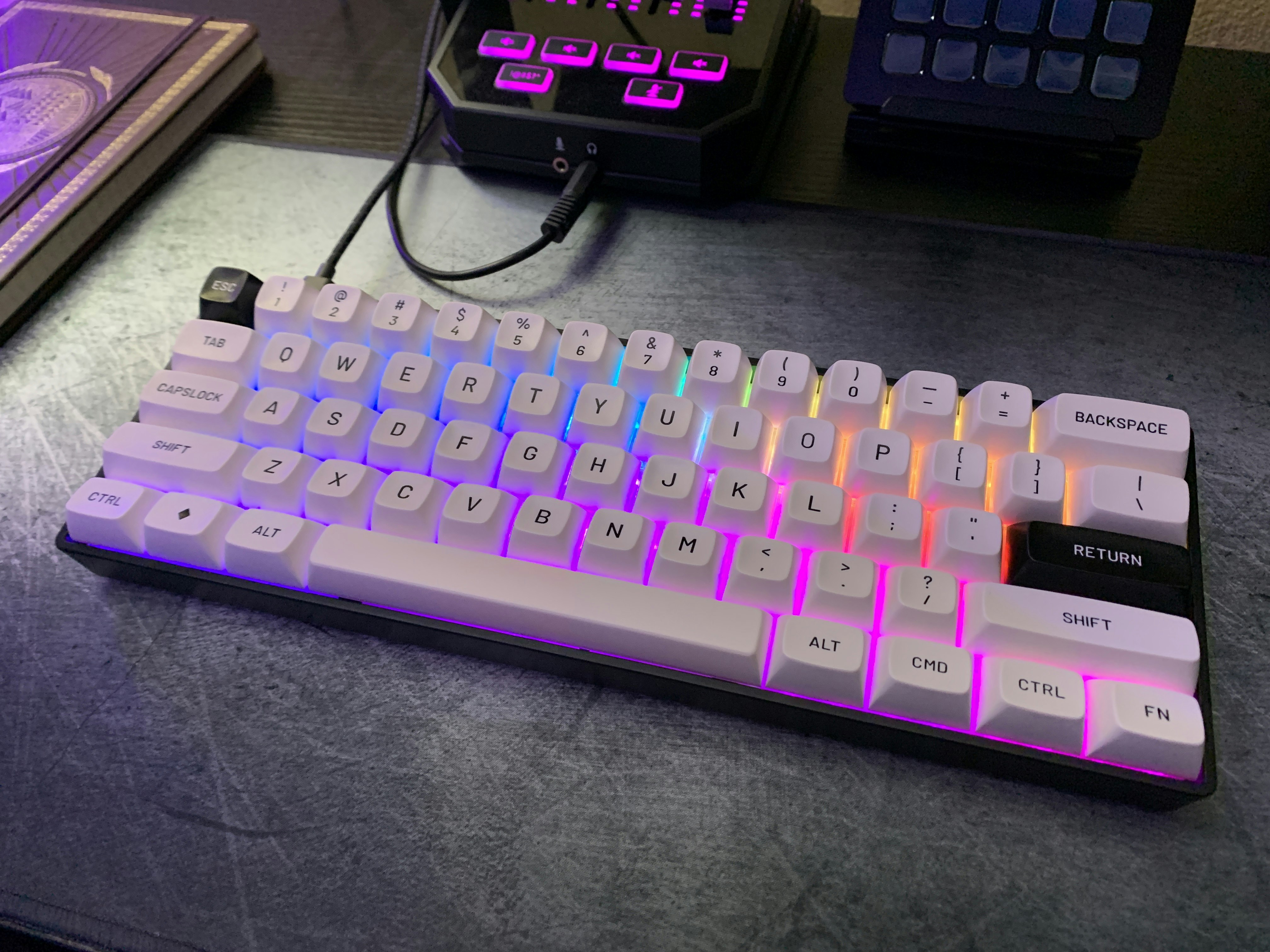 MT3 Black-on-White Keycaps on GK61 w/ Aliaz Silent 60G Switches | Drop