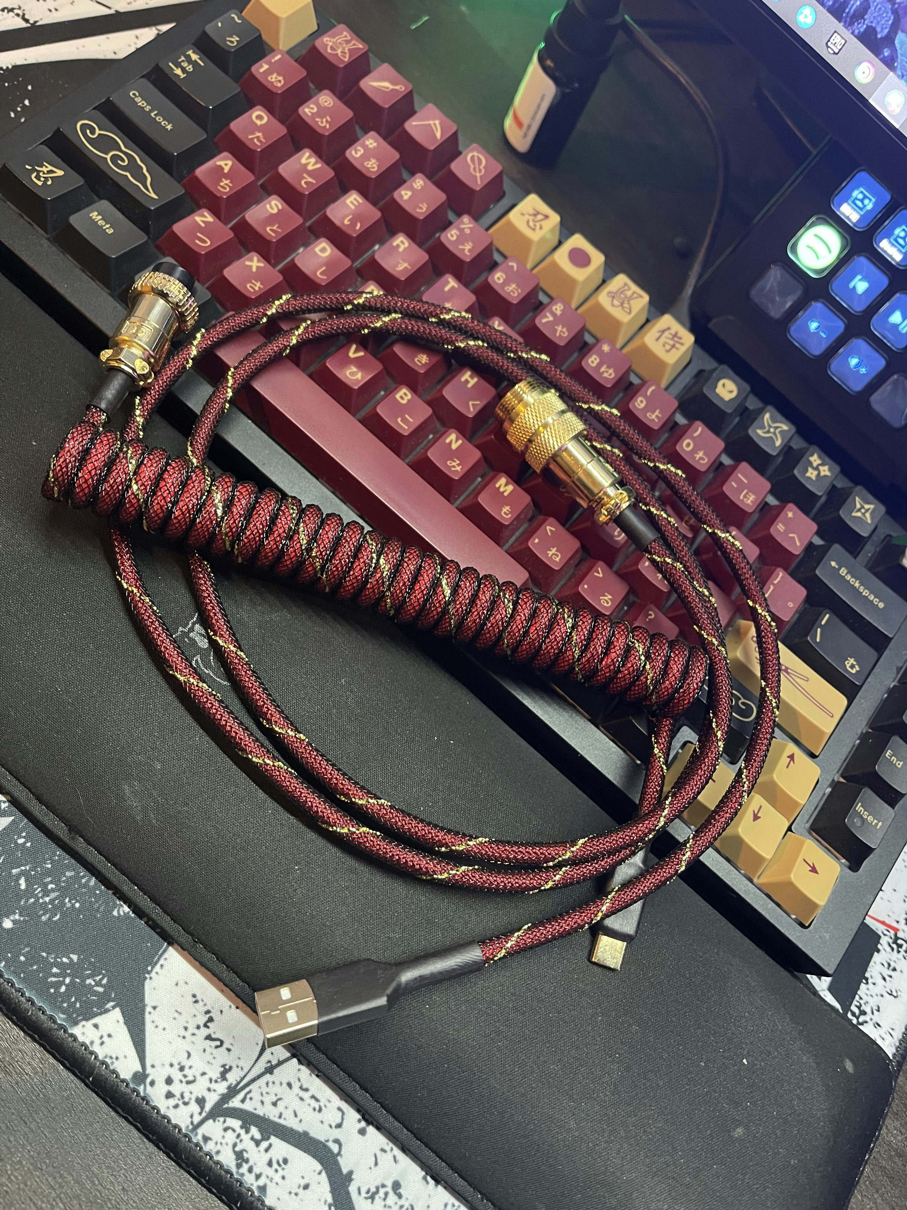 Mechcables Red Samurai Custom Coiled Aviator USB Cable | Mechanical ...