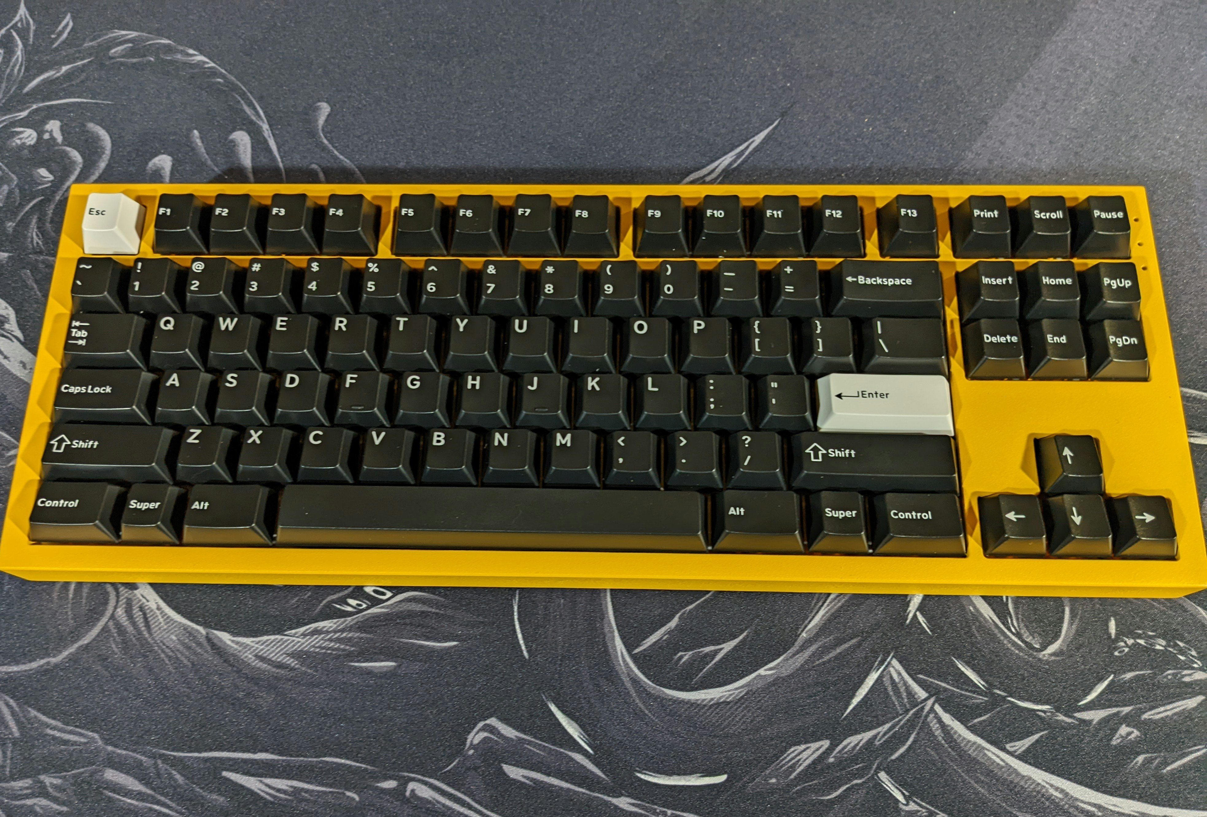 DCX White on Black mounted on a Solar Yellow NK87 | Drop
