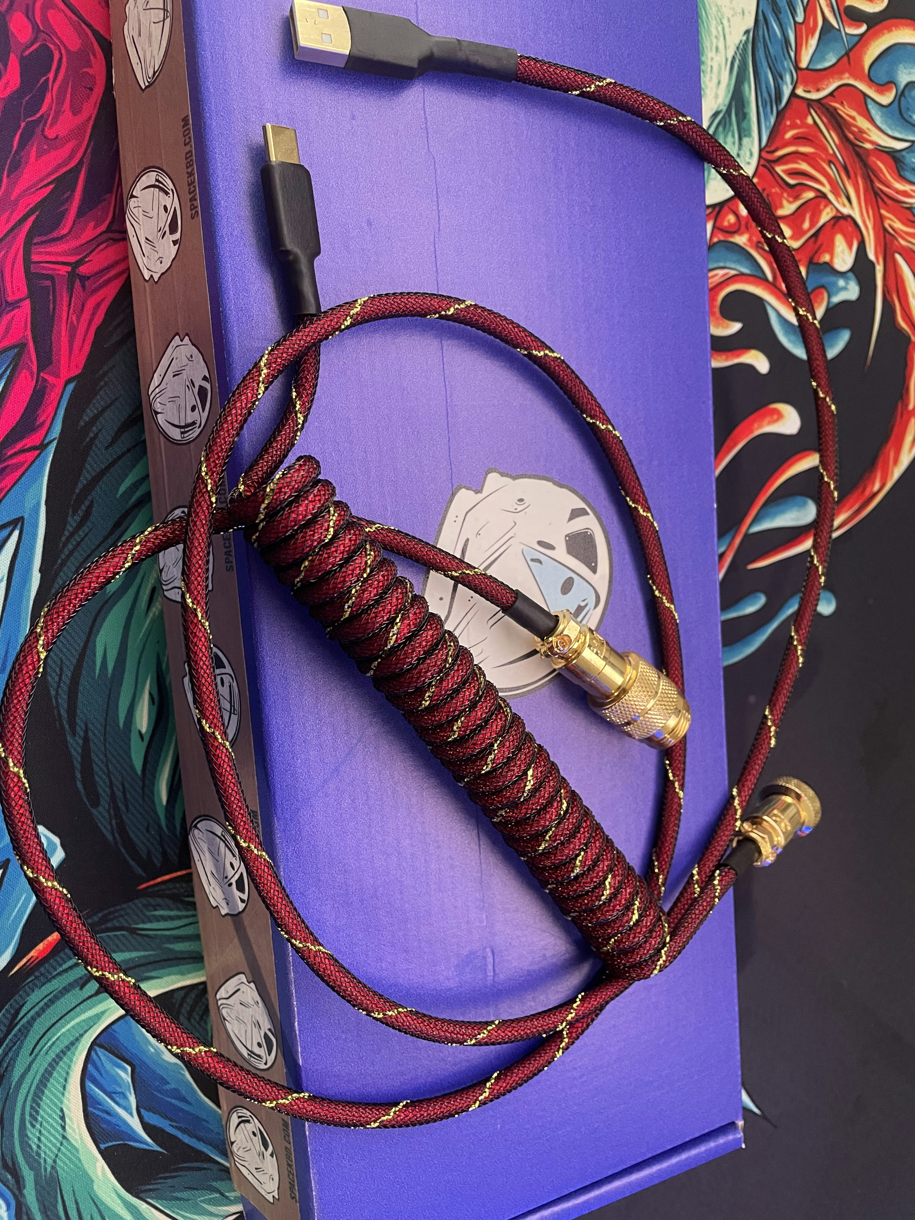 Mechcables Red Samurai Custom Coiled Aviator USB Cable | Mechanical ...