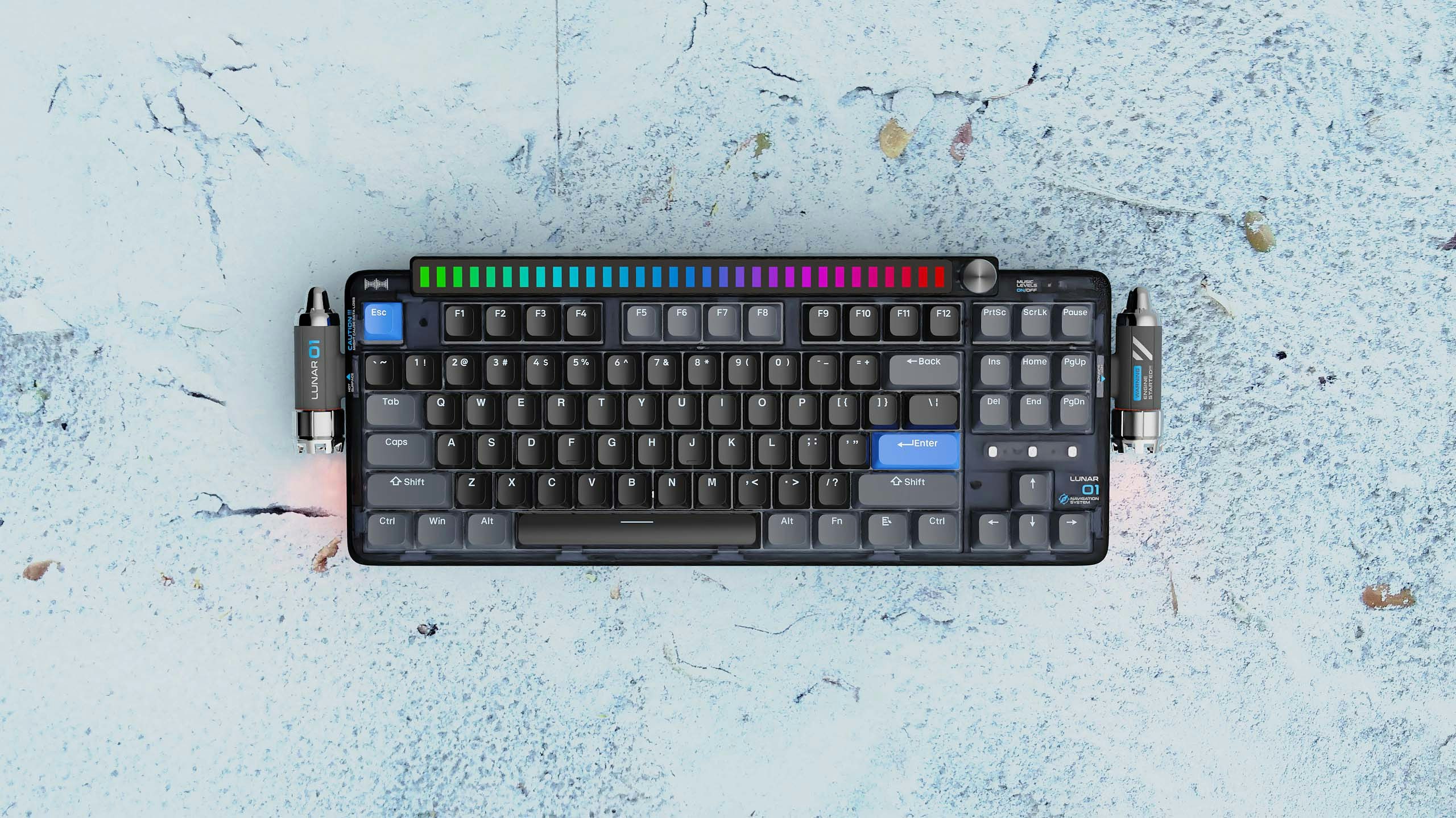 DoubleShot Hole Black KeysMe Spaceship Mechanical Keyboard | Drop