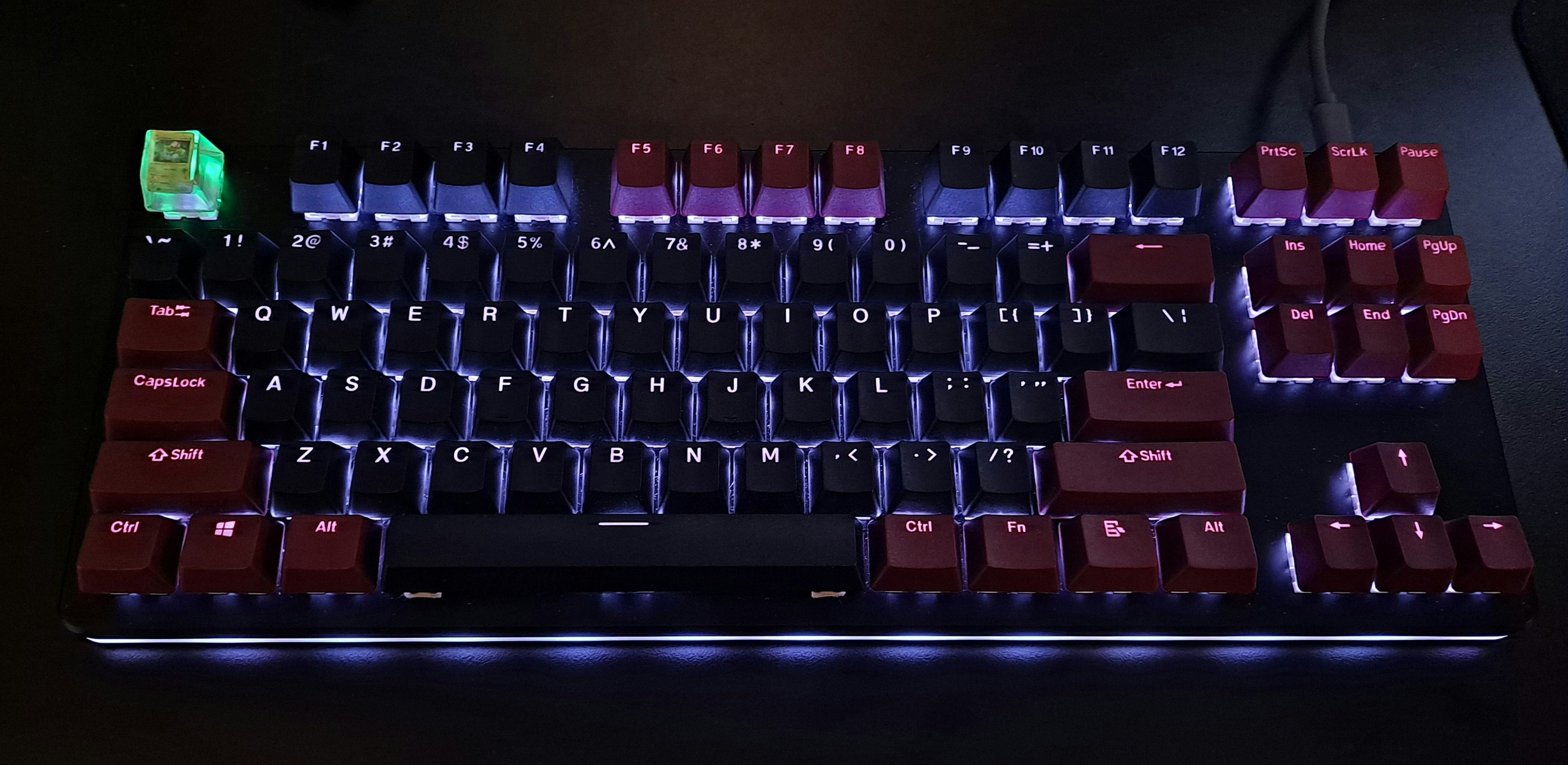 Used Valiant keycaps with custom escape keycap, decreased exposure. | Drop