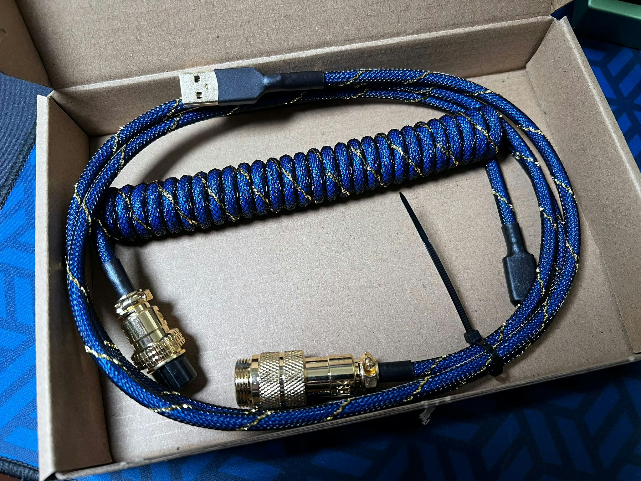 Mechcables Blue Samurai Custom Coiled Aviator USB Cable | Mechanical Keyboards | Keyboard Cables ...