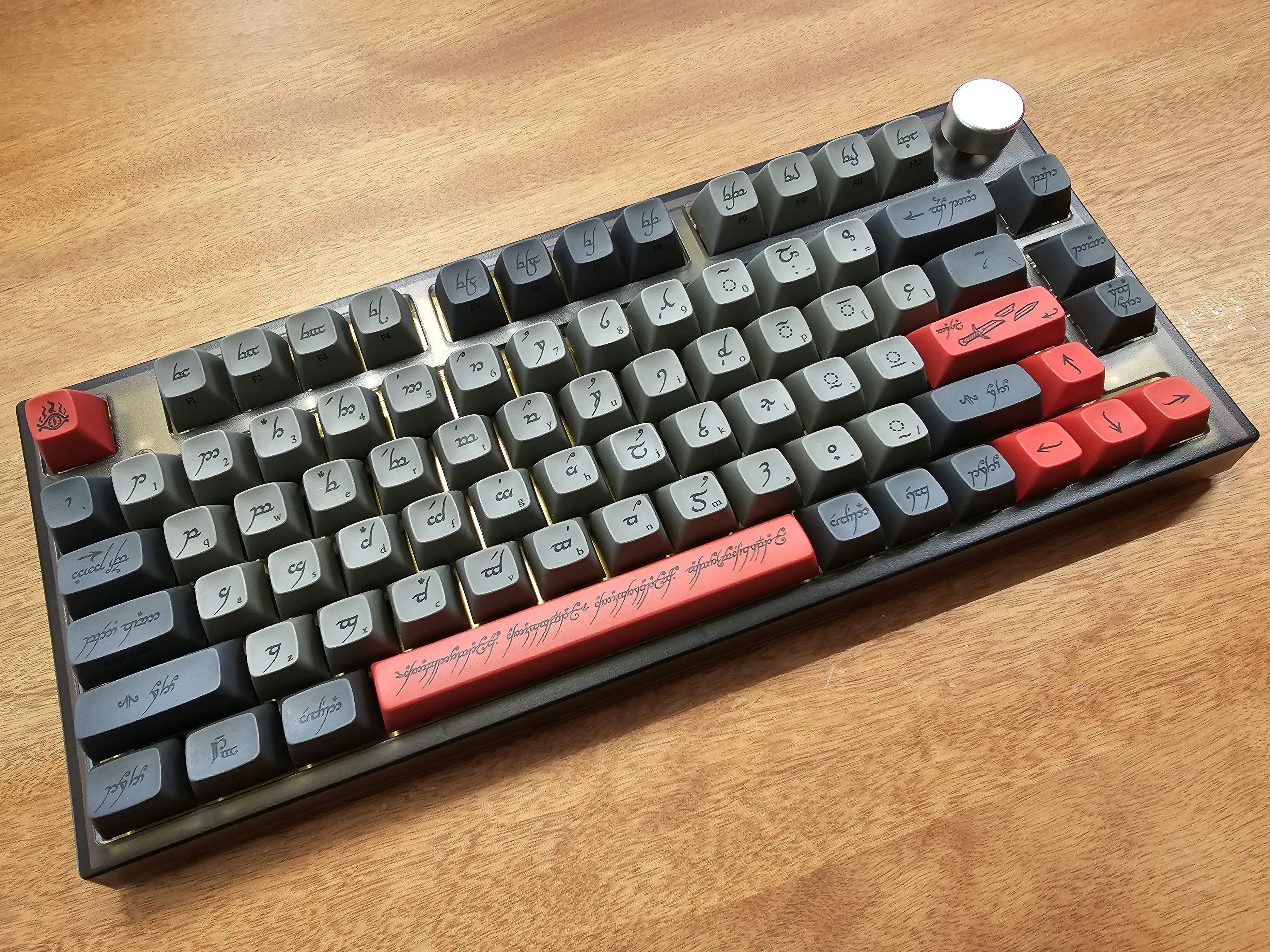 LOTR MT3 Black Speech keycaps on Keydous NJ80 Smoke | Drop