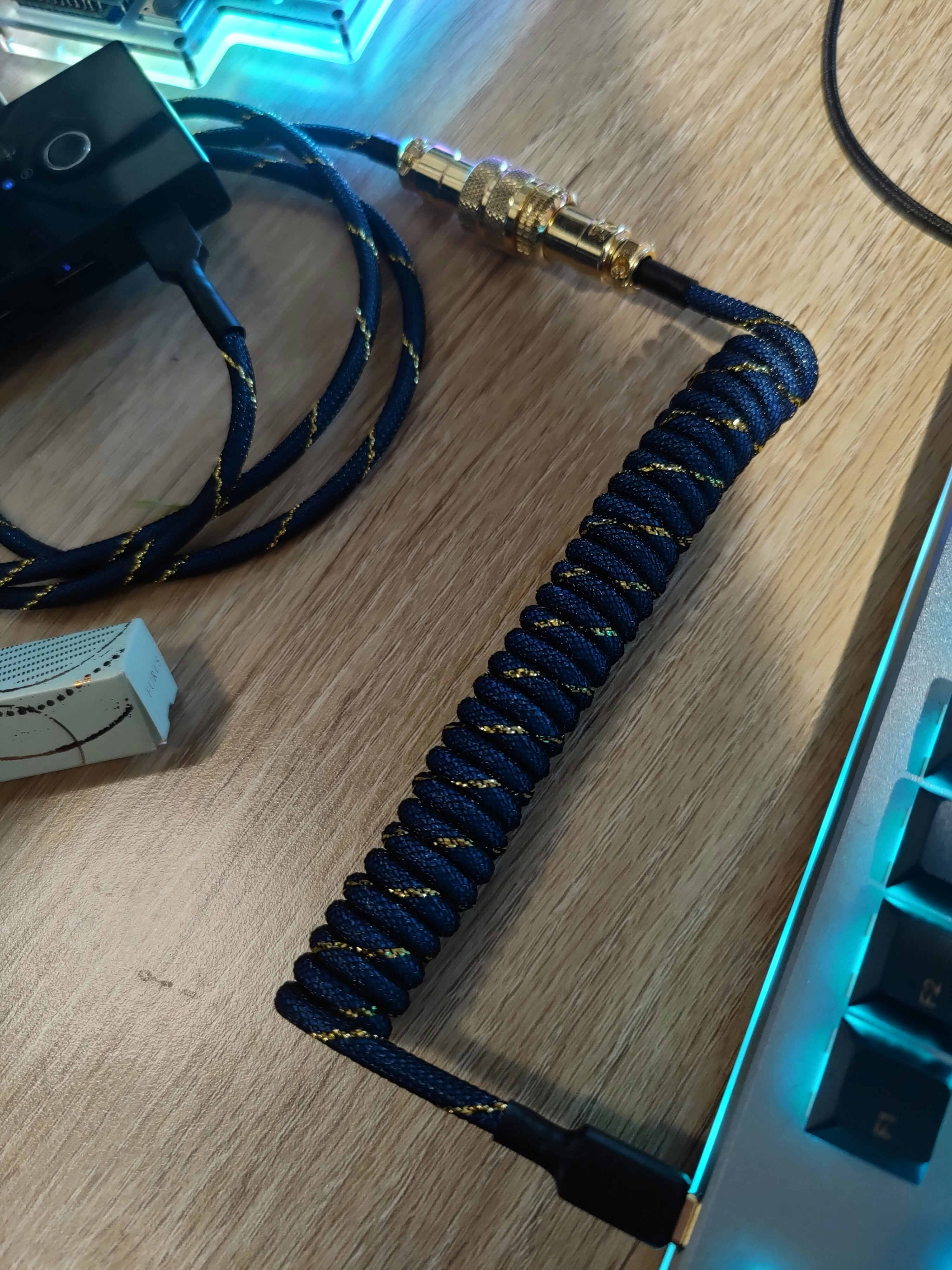 Mechcables Blue Samurai Custom Coiled Aviator USB Cable | Mechanical Keyboards | Keyboard Cables ...