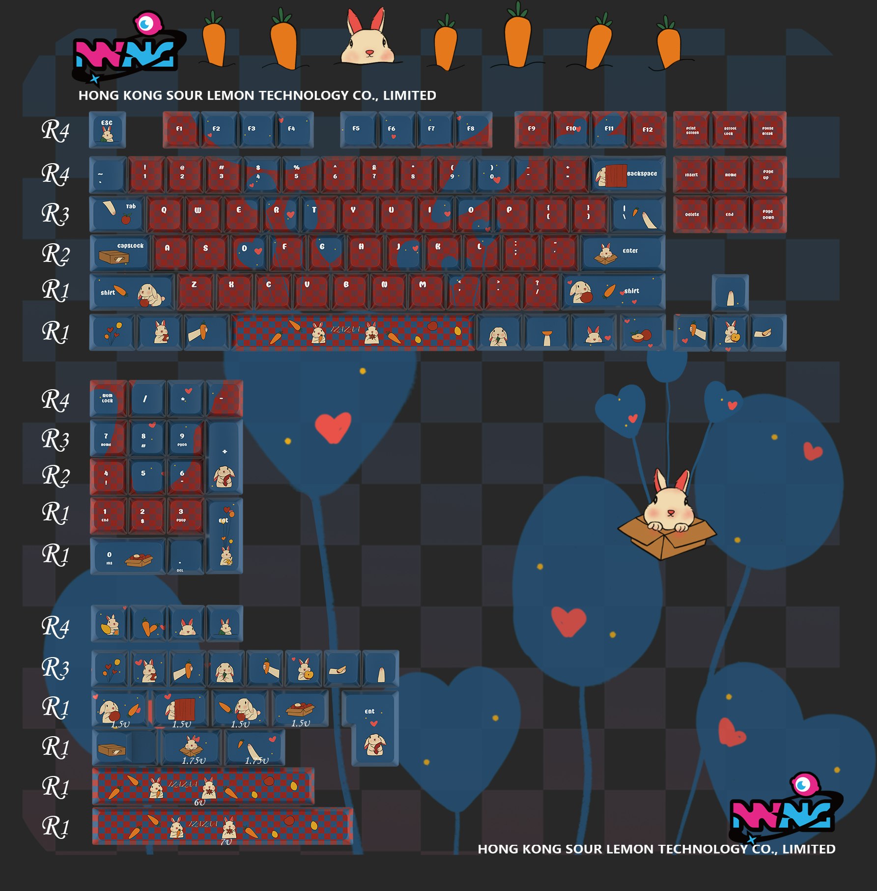 Gluttonous Rabbits PBT Custom Keycaps | Drop