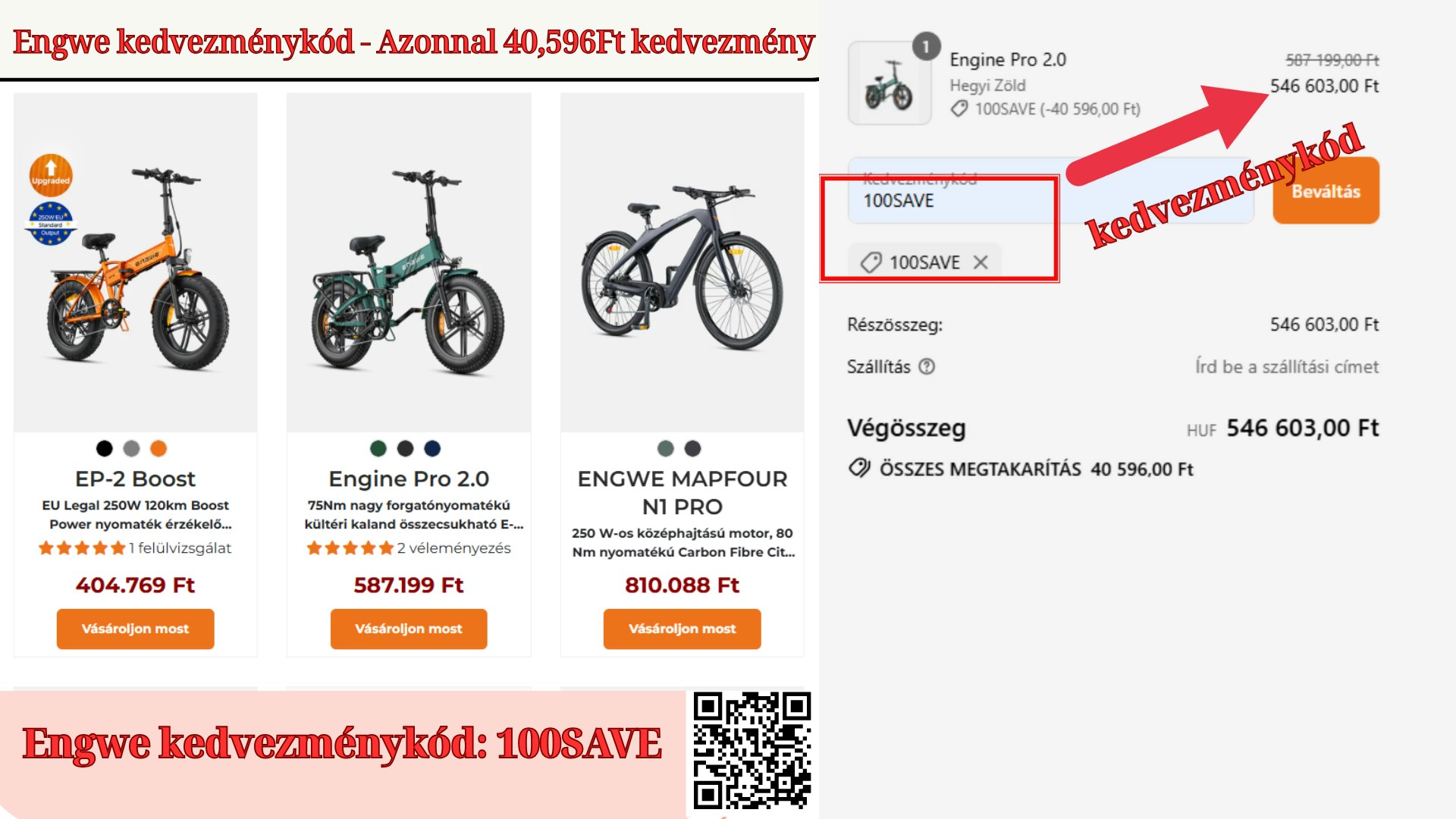 Engwe Kedvezmény kód (100SAVE) – Azonnal 40,596Ft kedvezmény | Drop