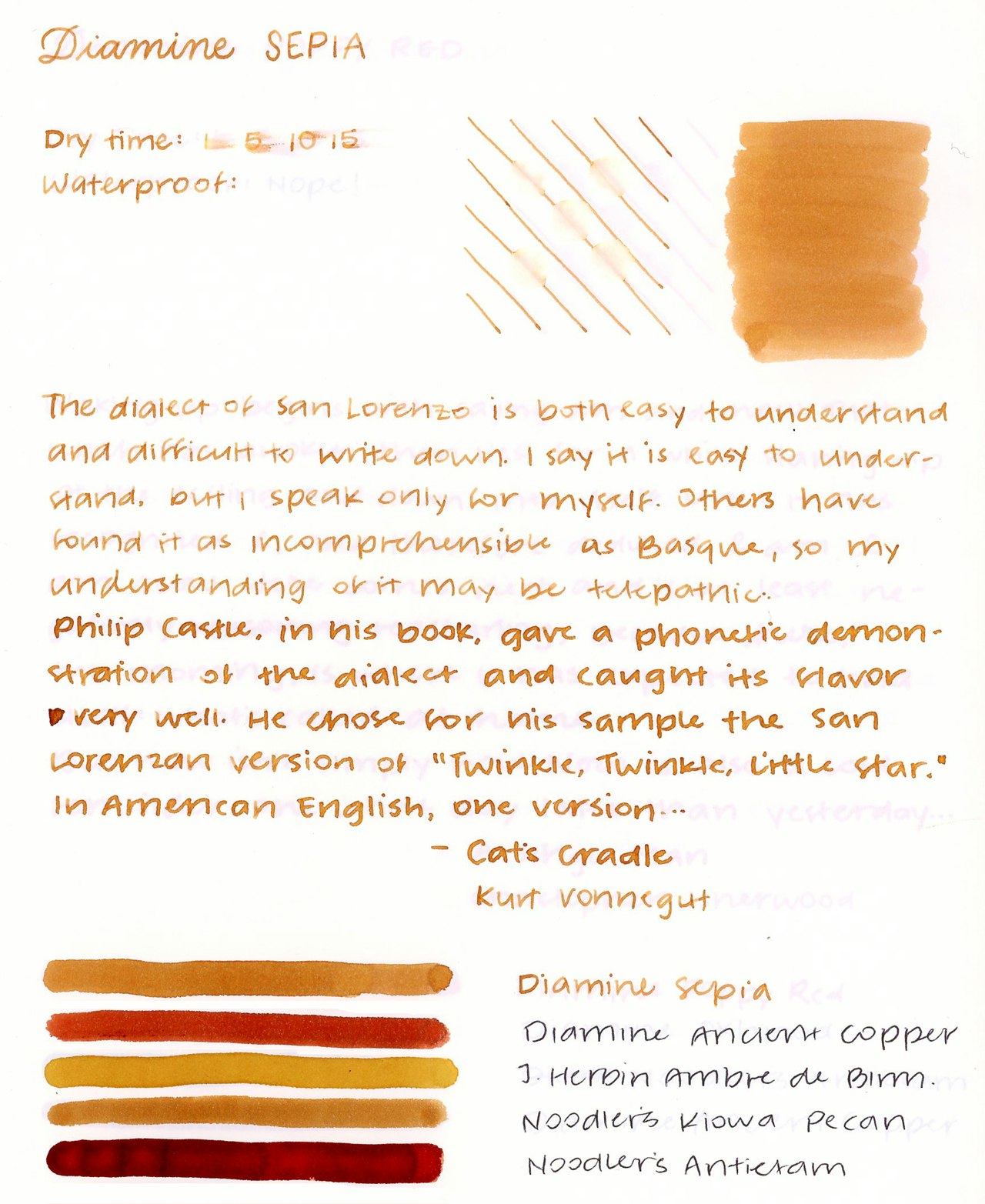review: diamine sepia | Drop