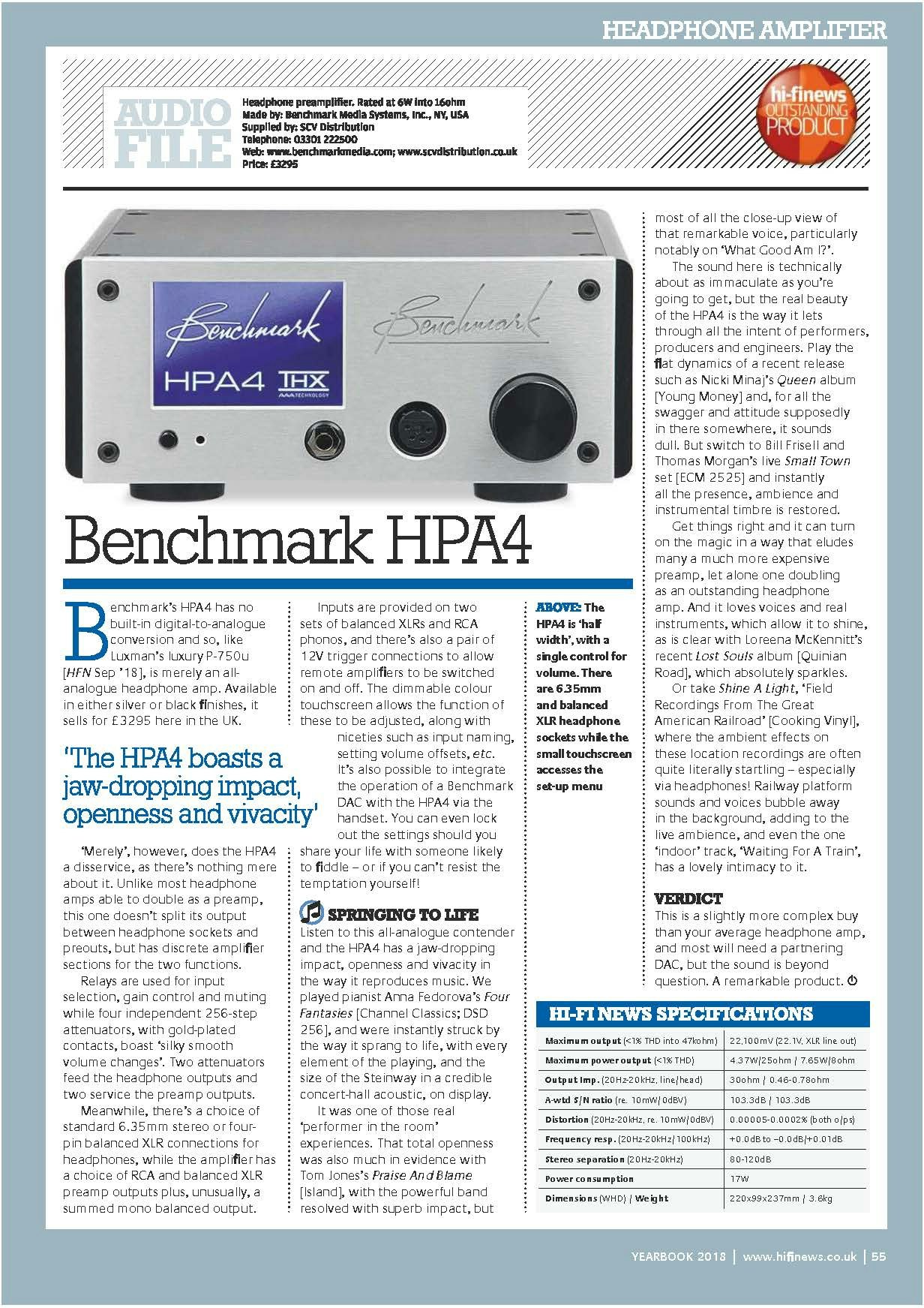 Benchmark HPA4 Review - Andrew Everard, HI-FI NEWS | Drop