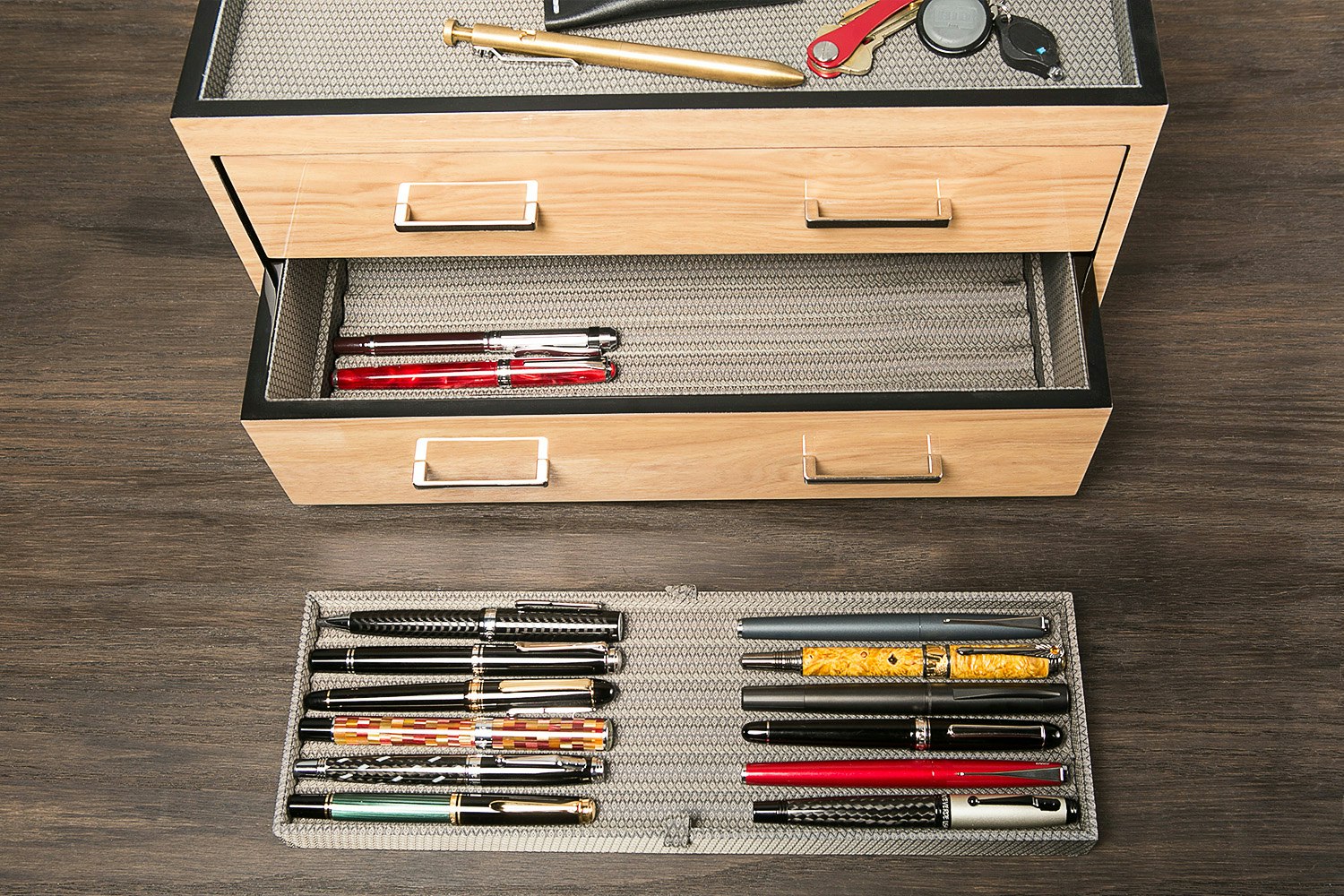 WOLF Meridian Valet Stand w/Pen Drawer | Containers | Drop