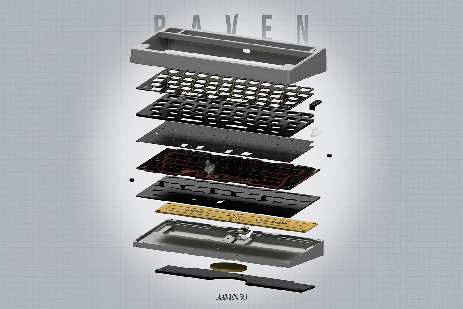 Ape Table Pie x RAVEN RAVEN50 3D-Printed Mechanical Keyboard Kit ...