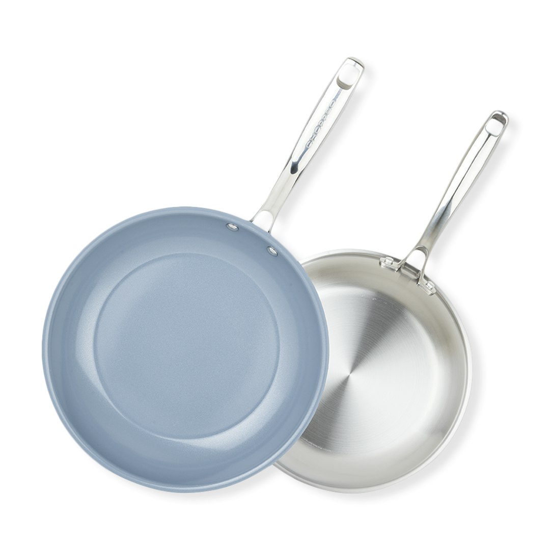 Chopped 3-Ply Ceramic Nonstick Fry Pans (Set of 2) | Cookware | Drop