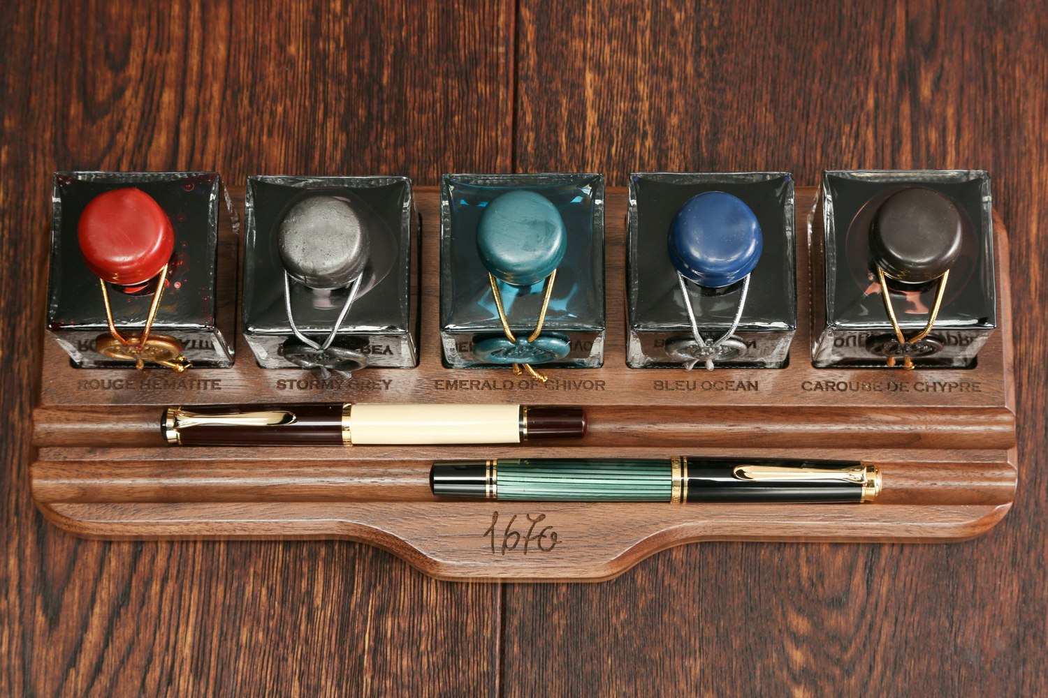 Walnut Display Stand for J. Herbin 1670 Inks | Home Office | Drop