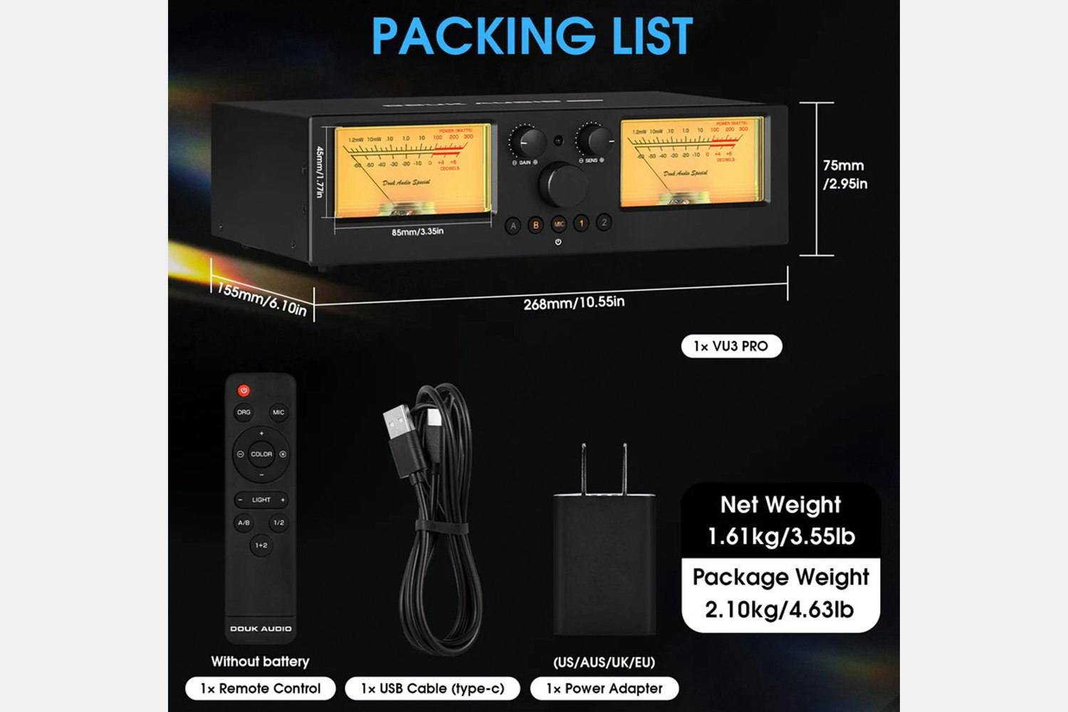 Douk Audio VU3 PRO Amplifier/Speaker Switcher With VU Meter ...