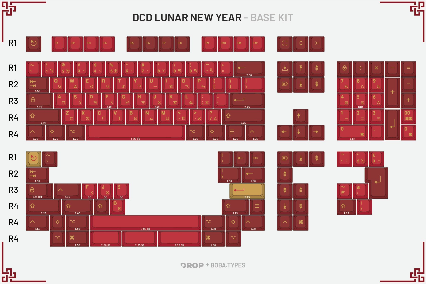 Drop + Boba.Types DCD Lunar New Year Keycap Set | Mechanical Keyboards ...