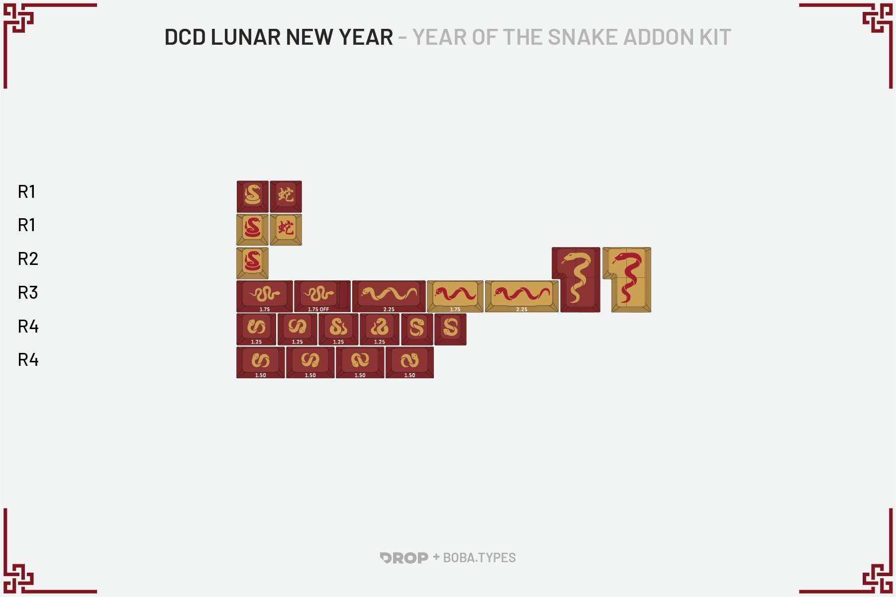 Drop + Boba.Types DCD Lunar New Year Keycap Set - Base Kit | Mechanical ...