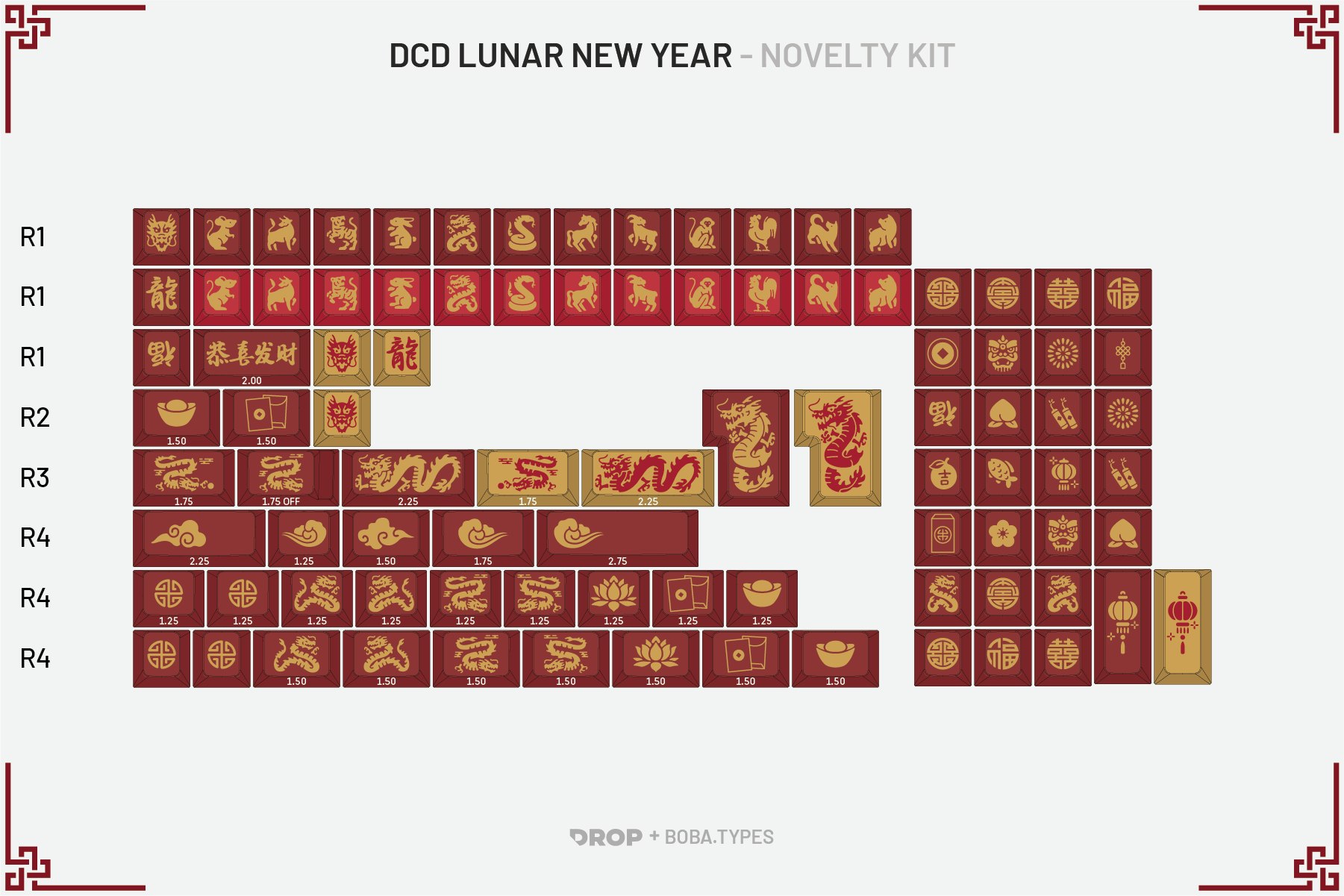 Drop + Boba.Types DCD Lunar New Year Keycap Set - Accent Kit ...