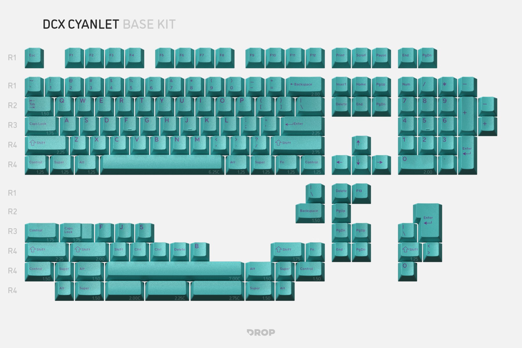 Drop + MiTo DCX Cyanlet Keycap Set | Mechanical Keyboards | Keycaps ...