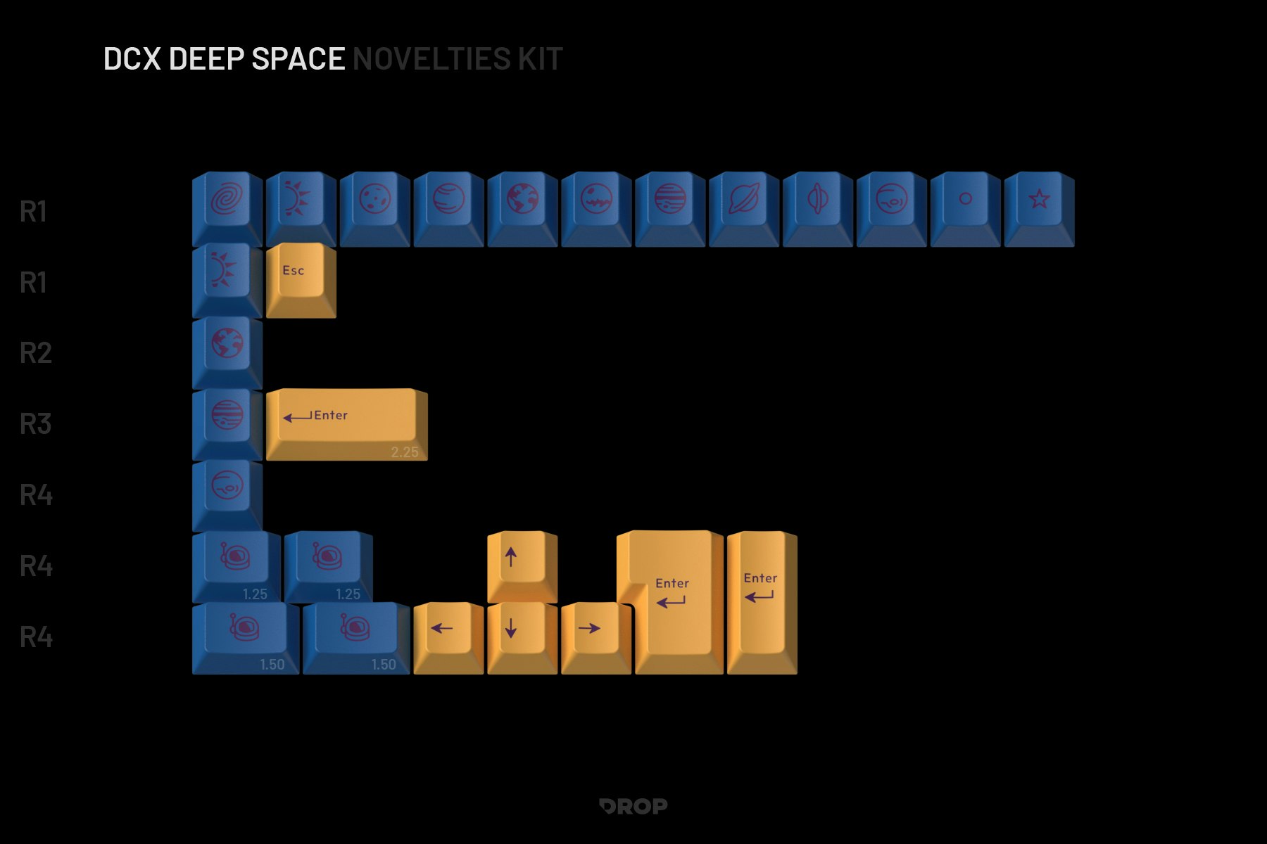 Drop + Booper DCX Deep Space Keycap Set - Orion Base Kit | Mechanical ...