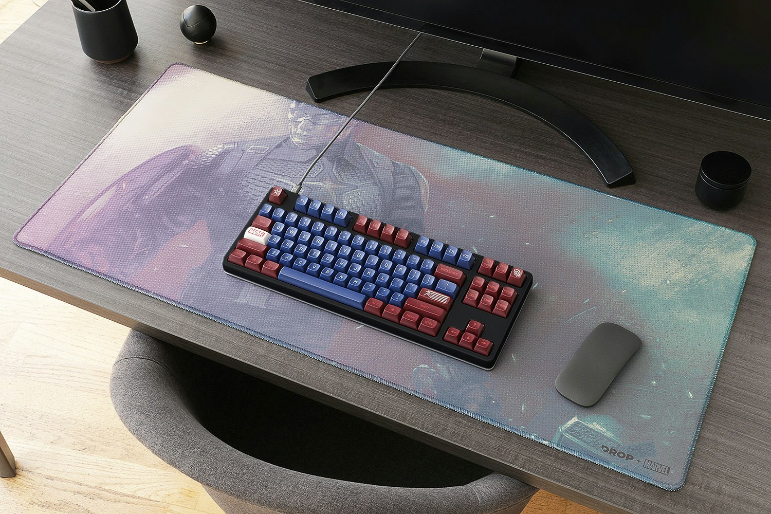 Drop + Marvel Captain America Desk Mat | Mechanical Keyboards | Desk ...