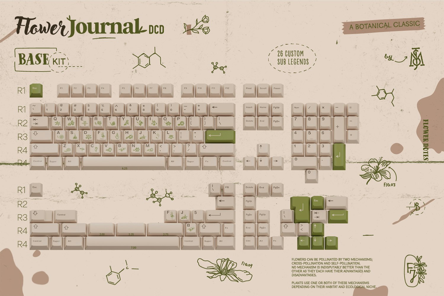 Drop + Mr. Bingo DCD Flower Journal Keycap Set | Mechanical Keyboards ...