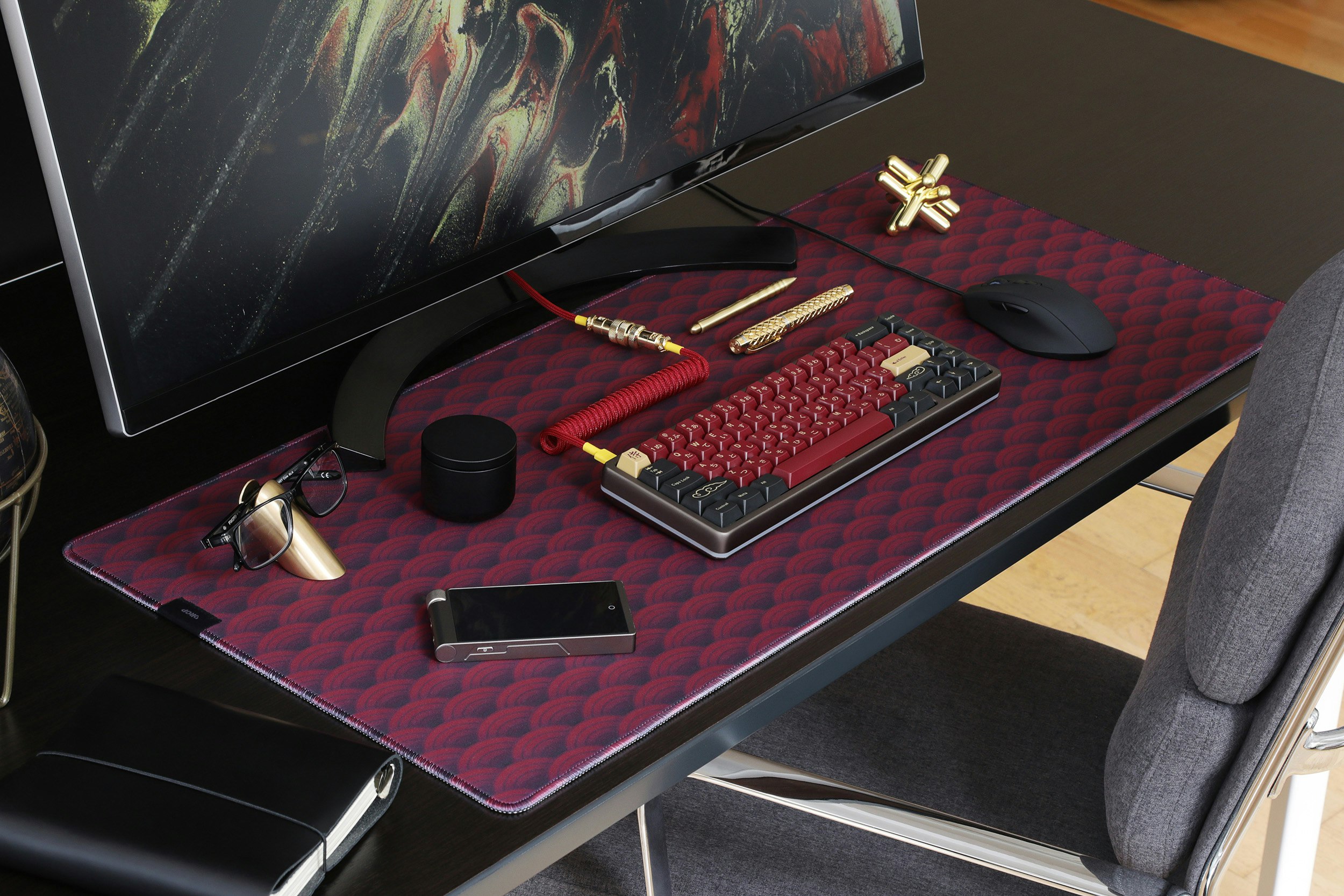Drop + RedSuns Samurai Desk Mat - Karakusa Blue | Battlestations | Desk ...