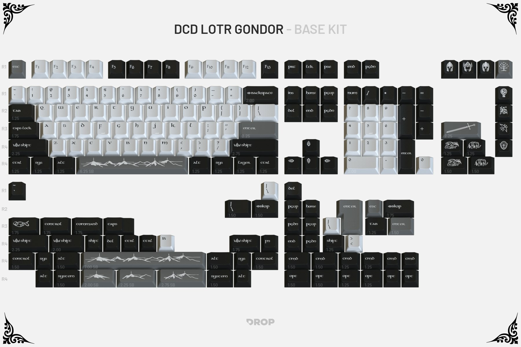 Drop + The Lord of the Rings™ DCD Gondor™ Keycap Set | Mechanical ...