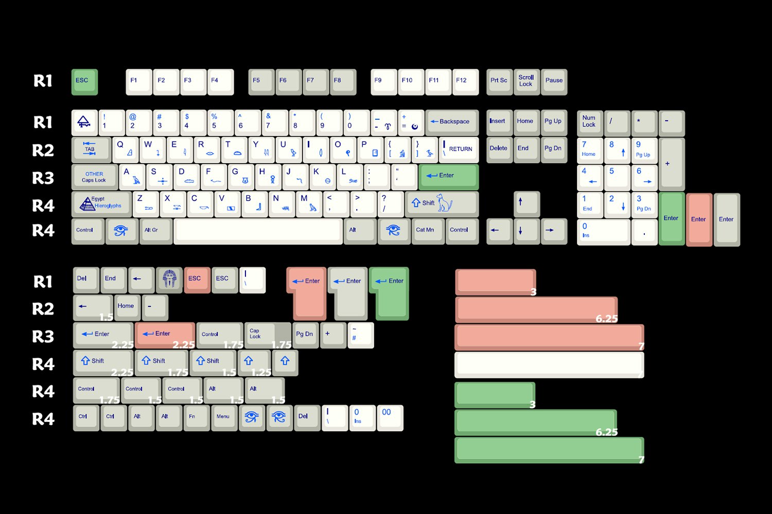 Egyptian PBT Dye-Subbed Keycap Set (169 Keys) | Mechanical Keyboards ...