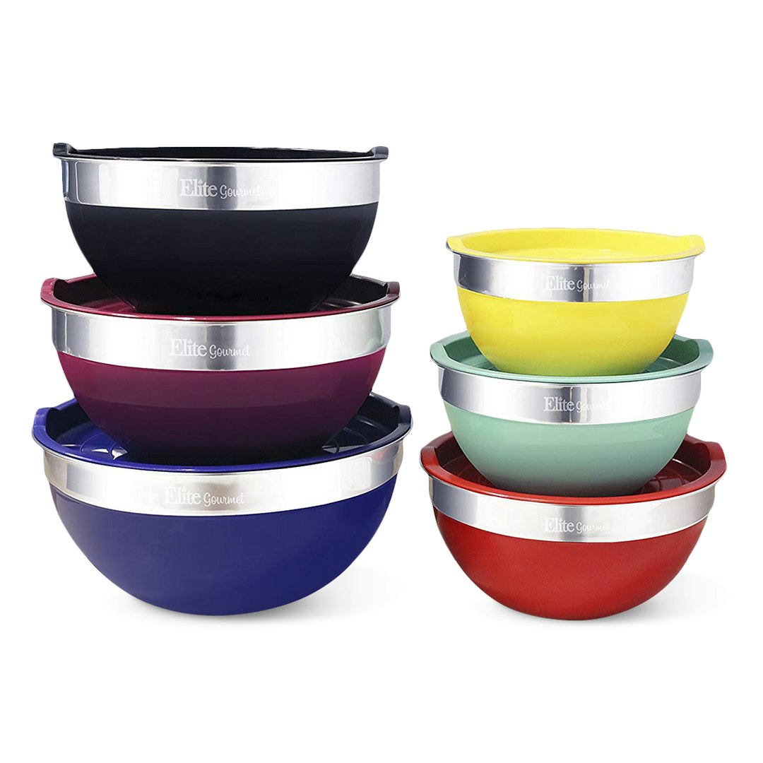 Elite Gourmet 12-Piece Mixing Bowl Set w/ Lids | Tools | Kitchen Tools ...
