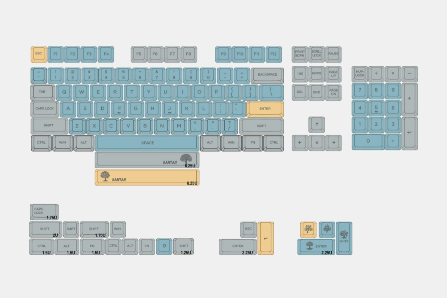 GKs XDA V2 Dye-Subbed PBT Banyan Keycap Set | Mechanical Keyboards ...