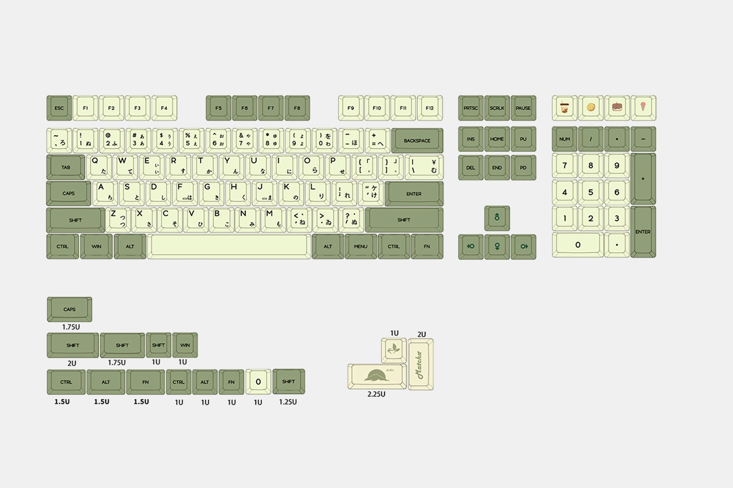 GKs XDA V2 Dye-Subbed PBT Matcha Keycap Set | XDA Profile Keycaps | Drop