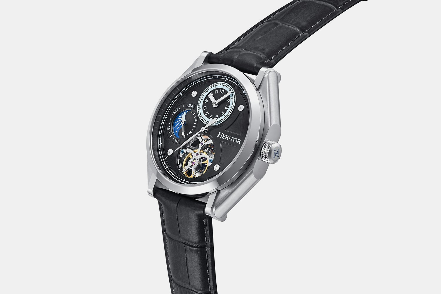 Heritor Antoni Leather-Band Automatic Watch w/ 24-Hour Hand - HERHS4301 ...