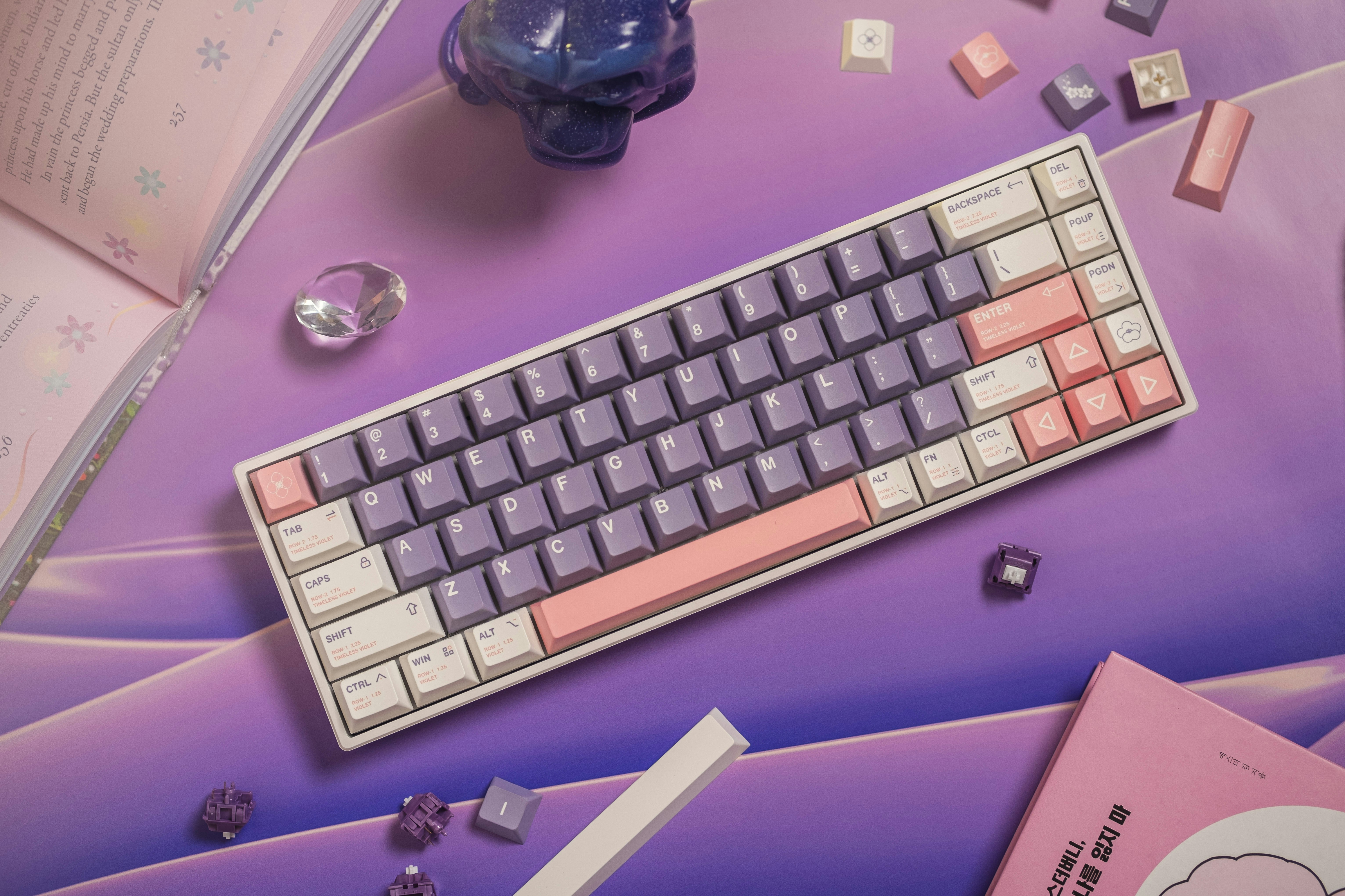 Keebmonkey Timeless Violet Cherry PBT Dye-Subbed Keycap Set ...