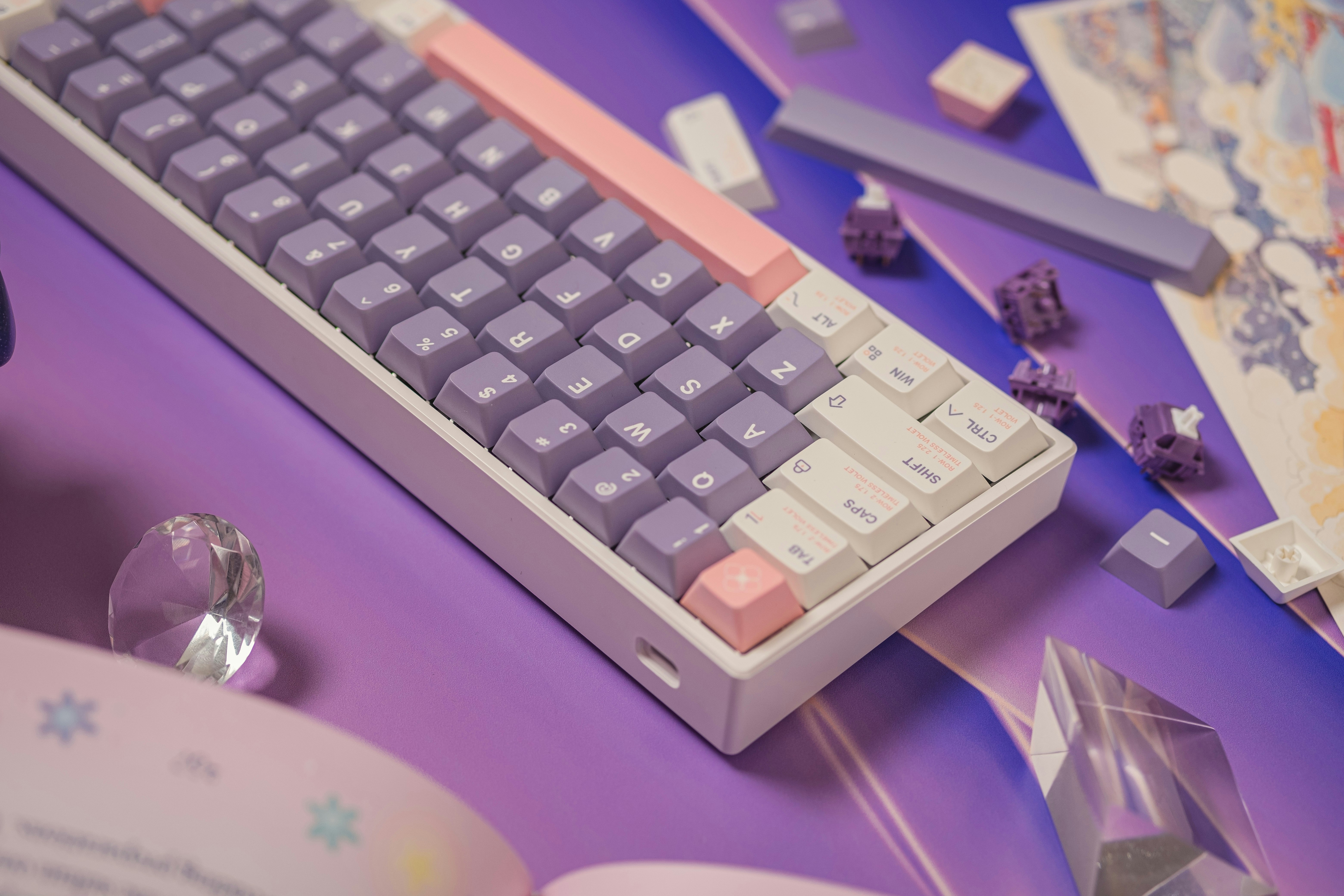 Keebmonkey Timeless Violet Cherry PBT Dye-Subbed Keycap Set ...