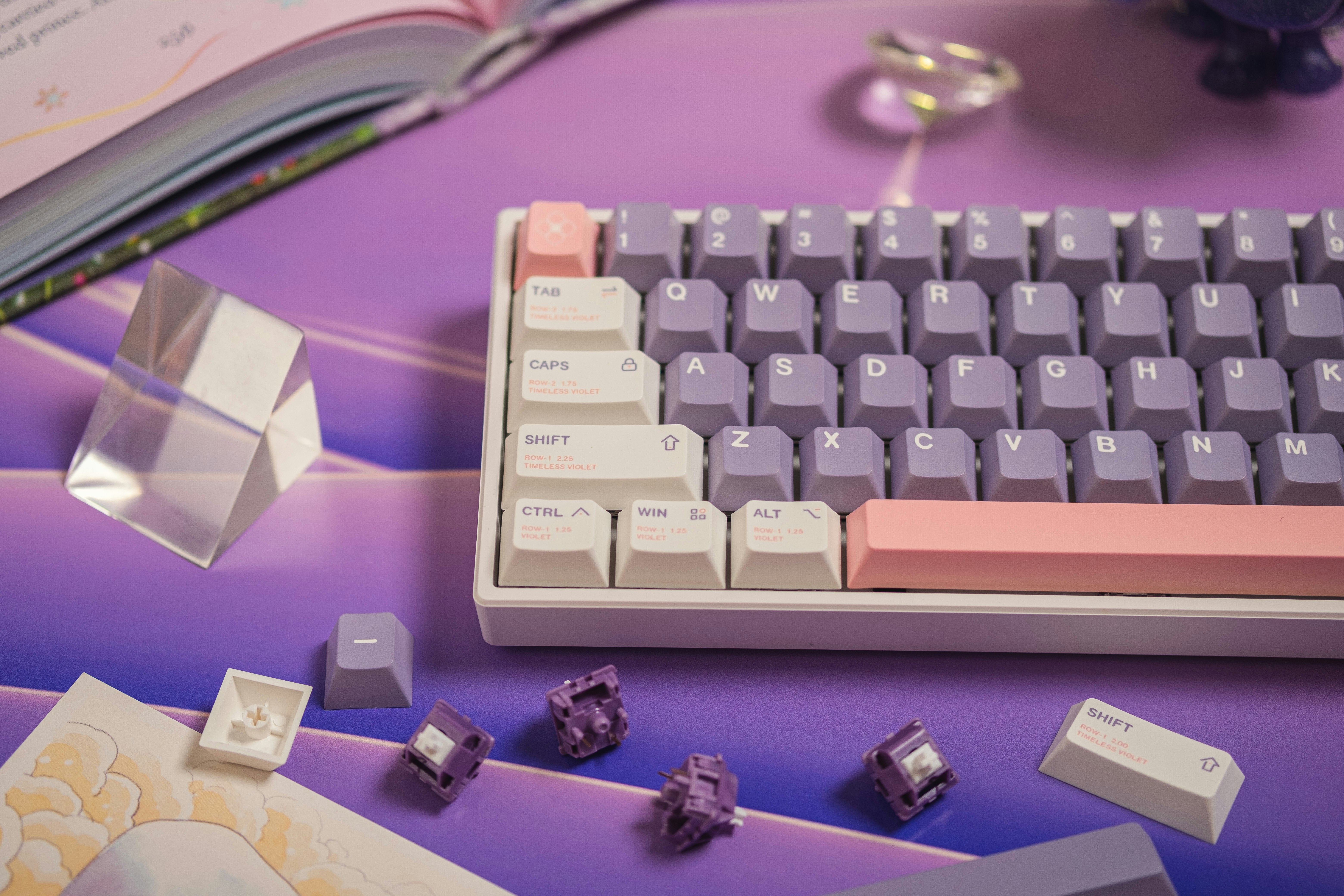 Keebmonkey Timeless Violet Cherry PBT Dye-Subbed Keycap Set ...