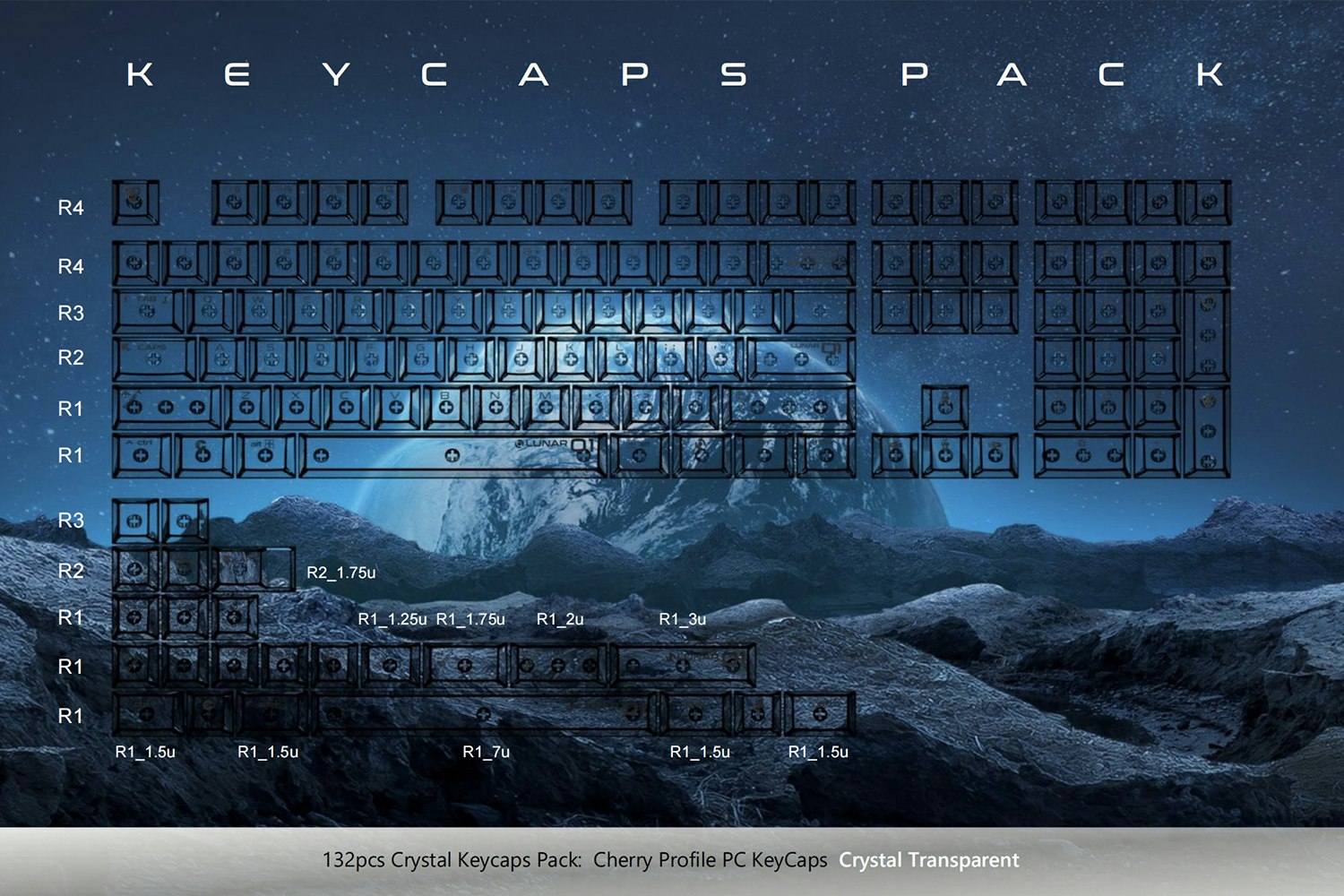 KeysMe Cherry Profile Crystal/Icy PC Keycap Set | Mechanical Keyboards ...