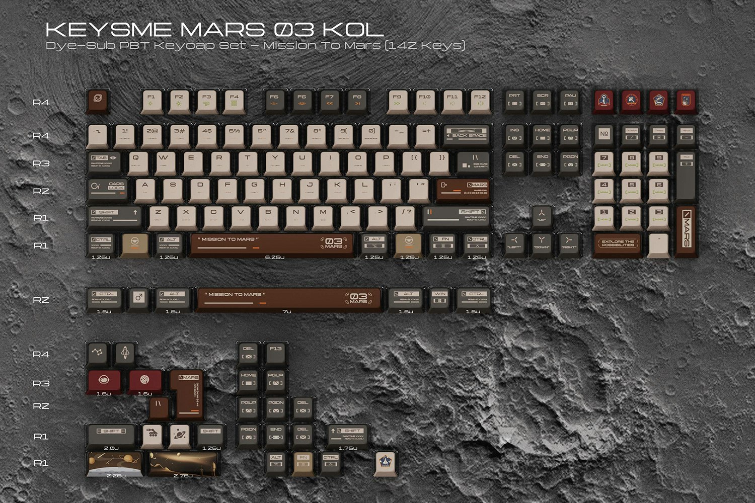 KeysMe Mission to Mars Dye-Subbed PBT Keycap Set | Mechanical Keyboards ...