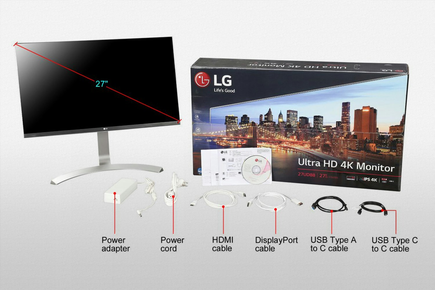 LG 27" 4K FreeSync, USB-C Monitor 27UD88-W/27MU88-W | Monitors | Drop