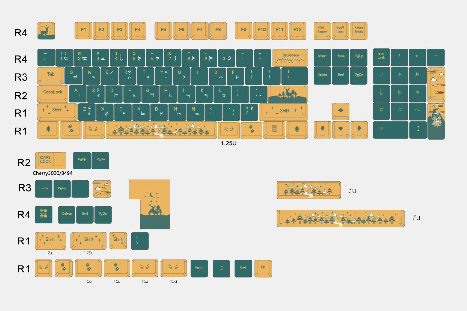 Lugoo Deer in Woods PBT Dye-Subbed Keycap Set | Mechanical Keyboards ...