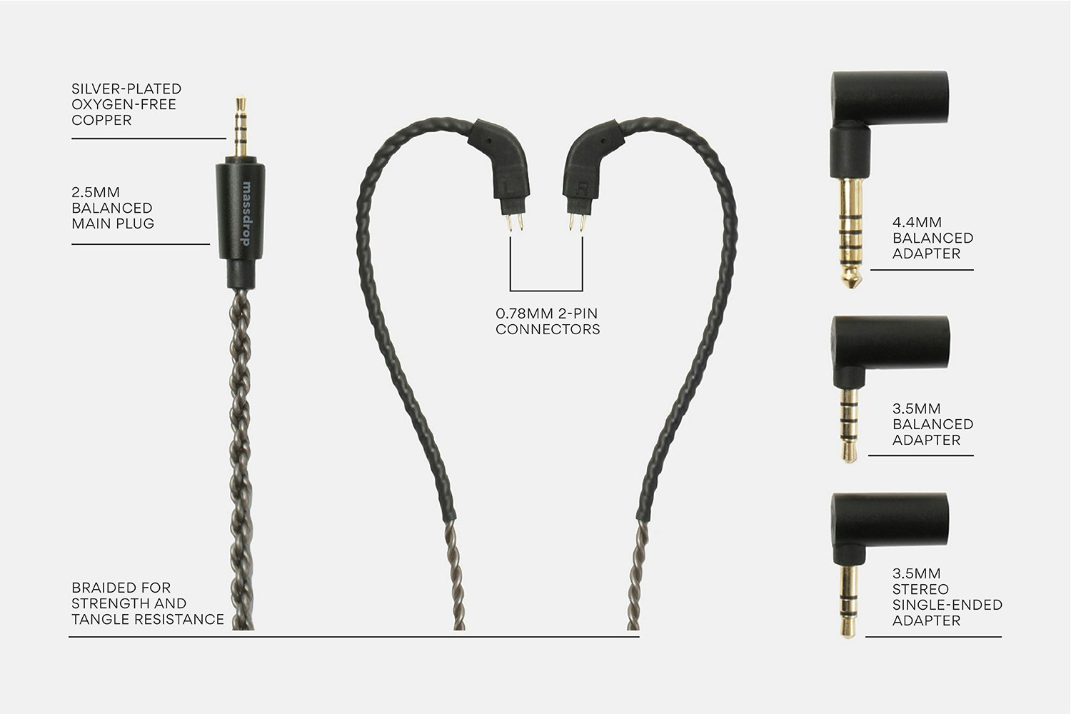Massdrop x MEE audio 2-Pin Balanced Cable Set | Audiophile | Headphone ...