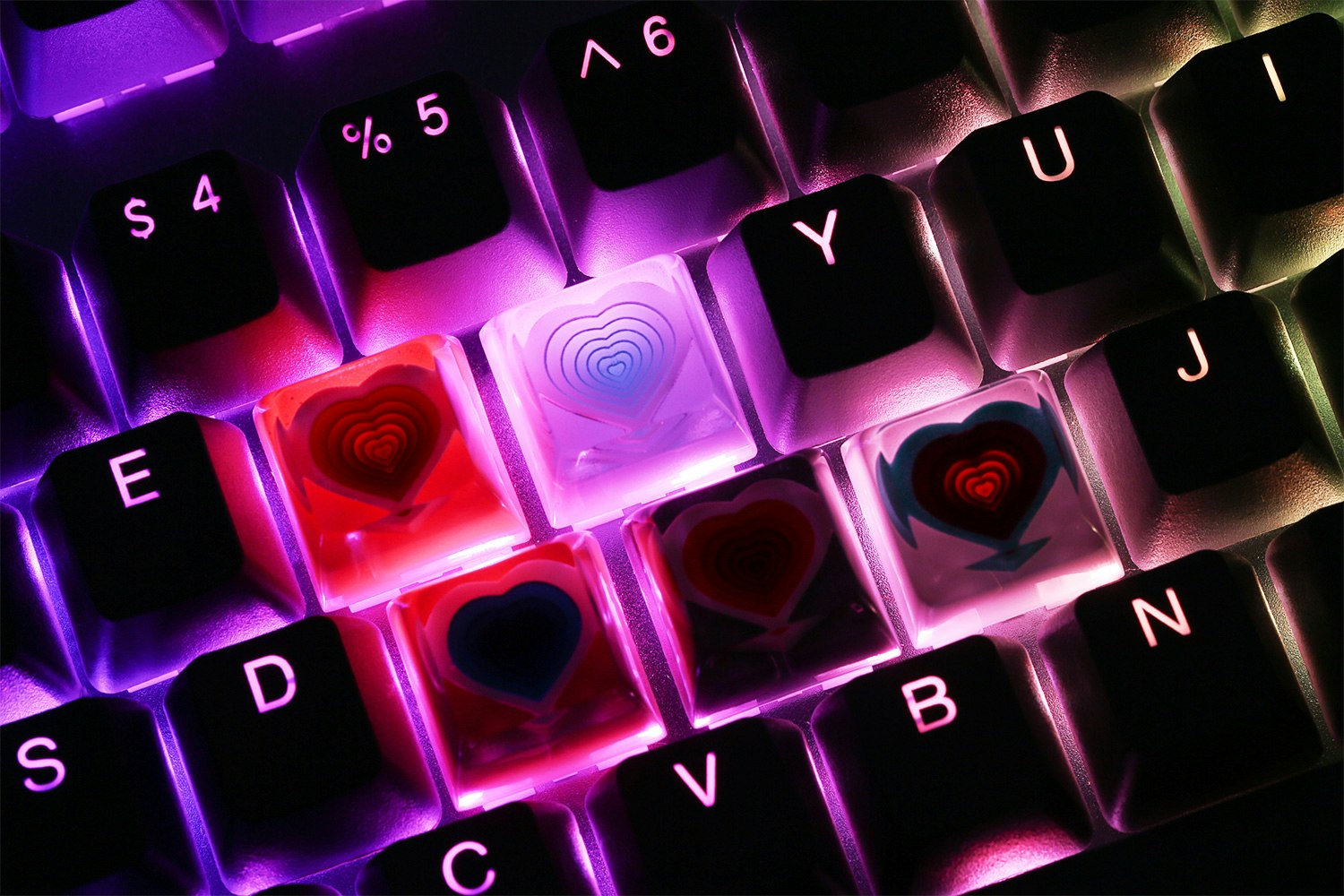 MMCAPs Colored Hearts Resin Keycap | Mechanical Keyboards | Keycaps ...
