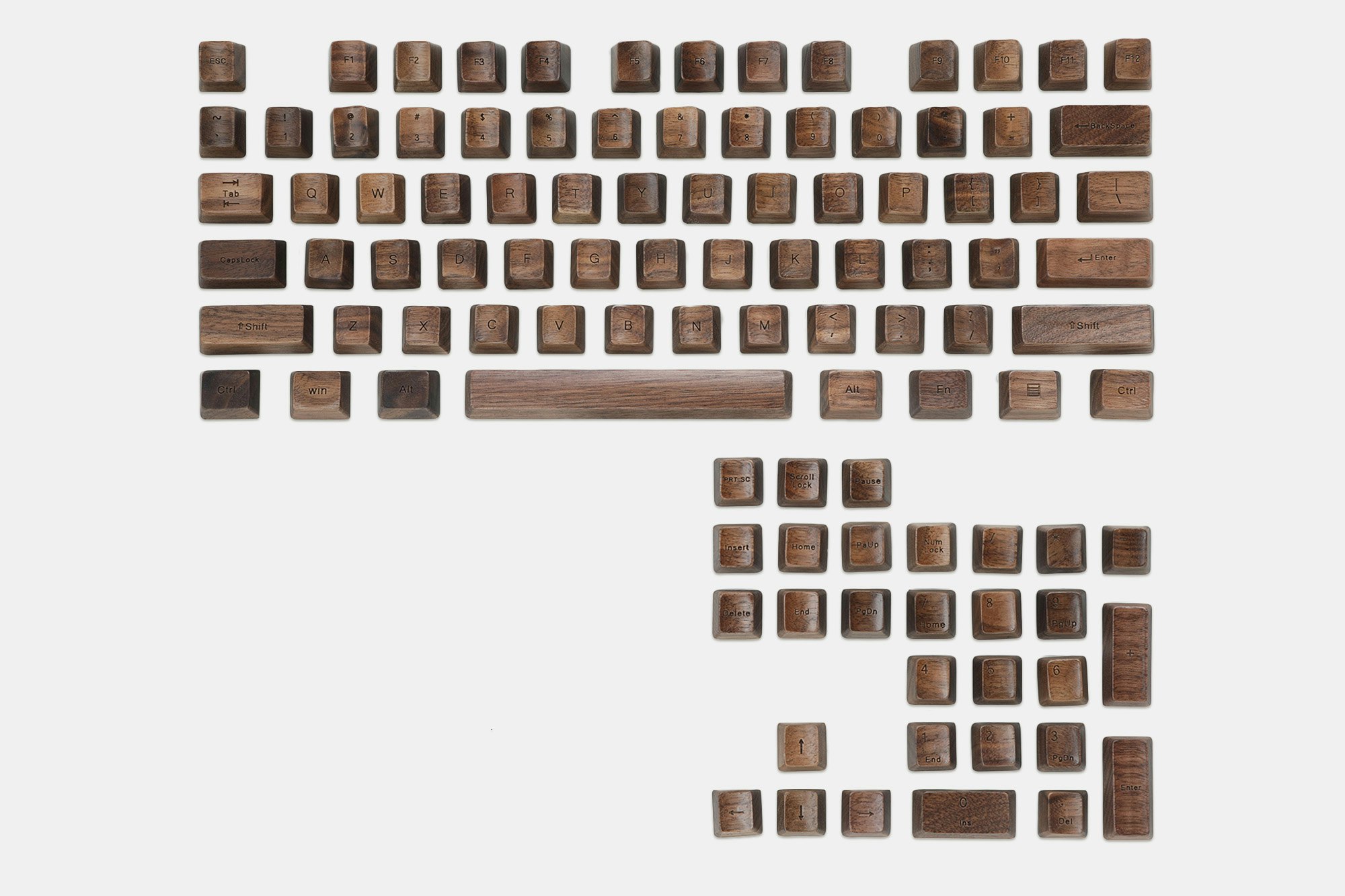 NPKC Engraved Wooden Series 104-Keycap Set | Mechanical Keyboards ...