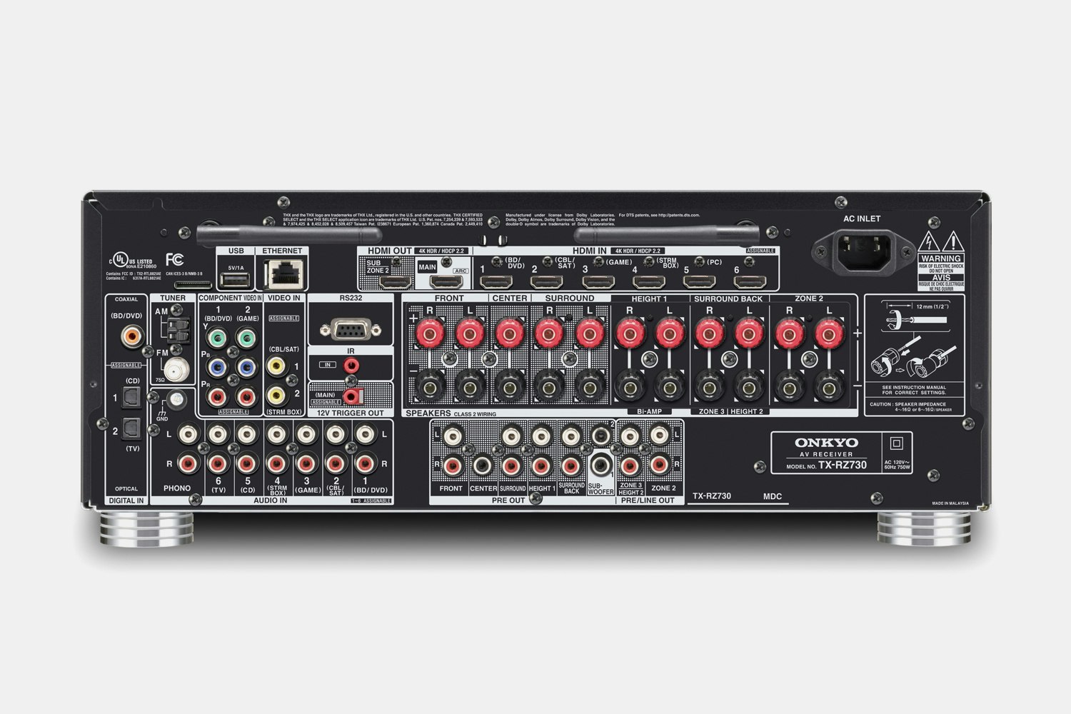 Onkyo TX-RZ730 9.2ch Network AV Receiver | Audio Receiver | Audio ...