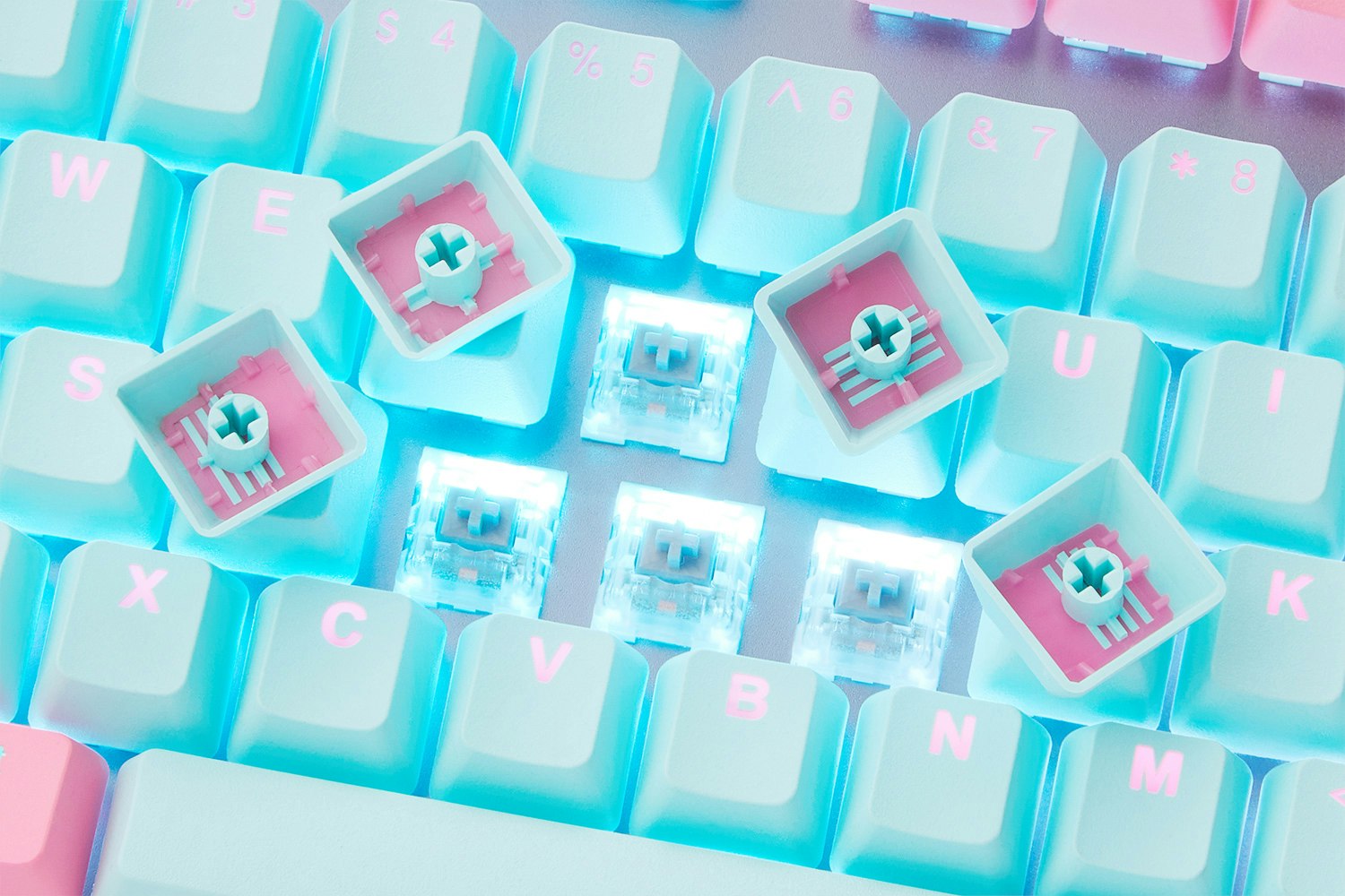 Tai-Hao Backlit Miami PBT Doubleshot Keycap Set | Mechanical Keyboards ...