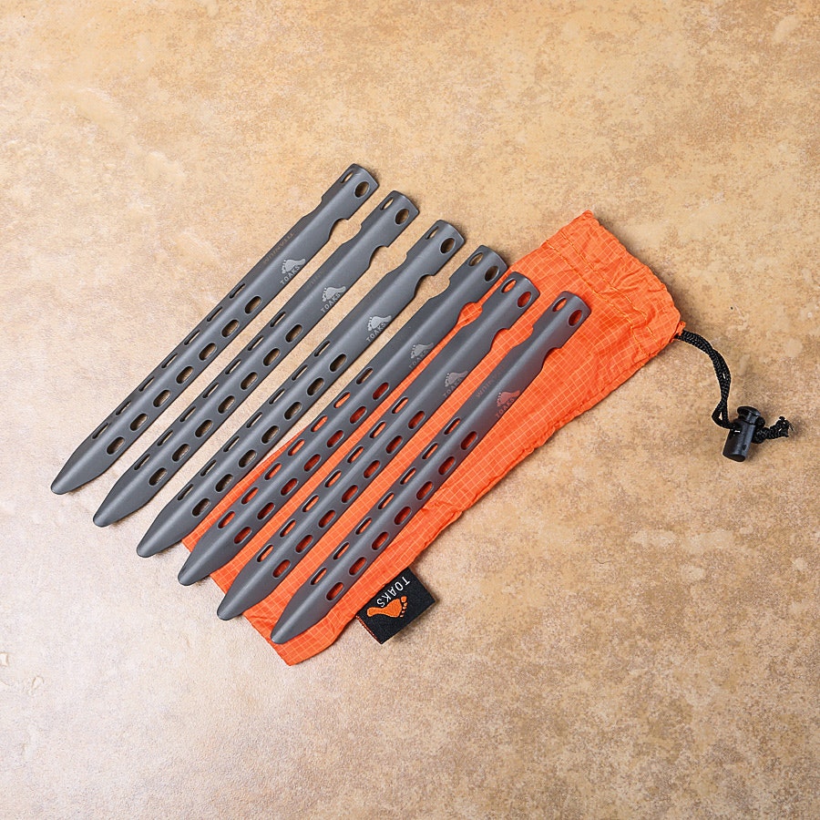 Toaks Titanium V-Shaped Tent Stakes (Pack of 6) | Tent Accessories | Drop