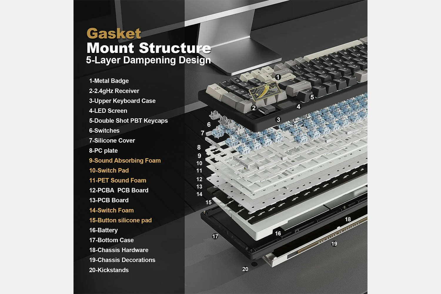 YUNZII IF99 LCD Display Wireless Mechanical Keyboard | Mechanical ...